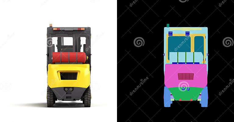 Forklift Loader Back Side View Industrial Vehicle Concept 3d Render on ...