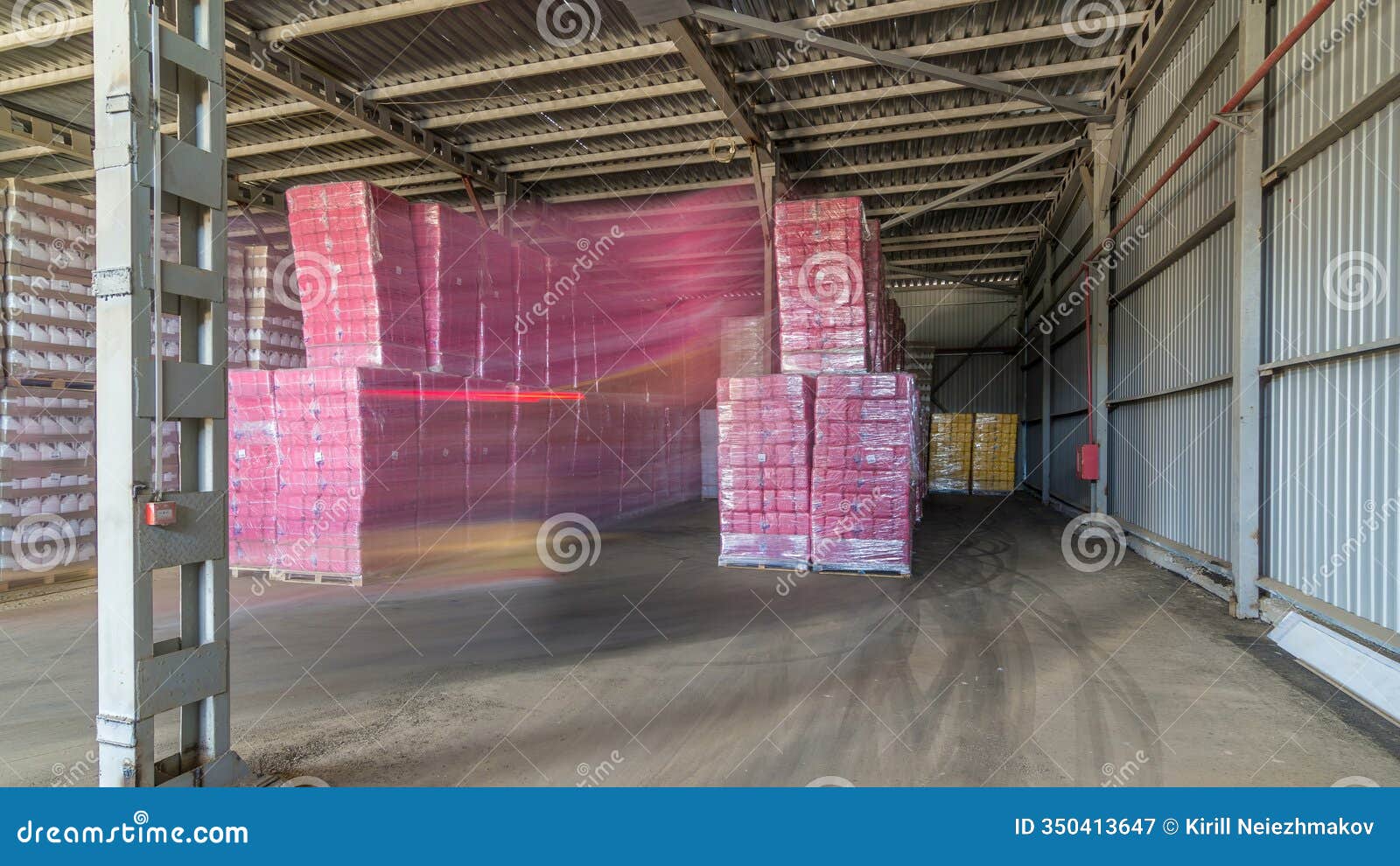 Forklift Loader and Cargo Boxes Storing at Warehouse Timelapse ...