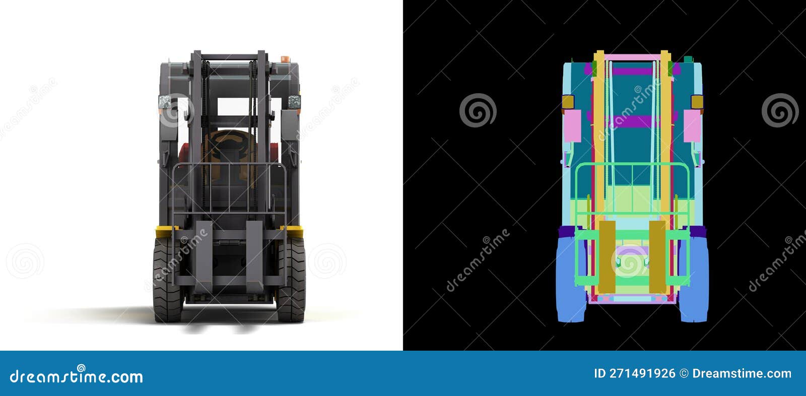 Forklift Loader Front Side View Industrial Vehicle Concept 3d Render on ...