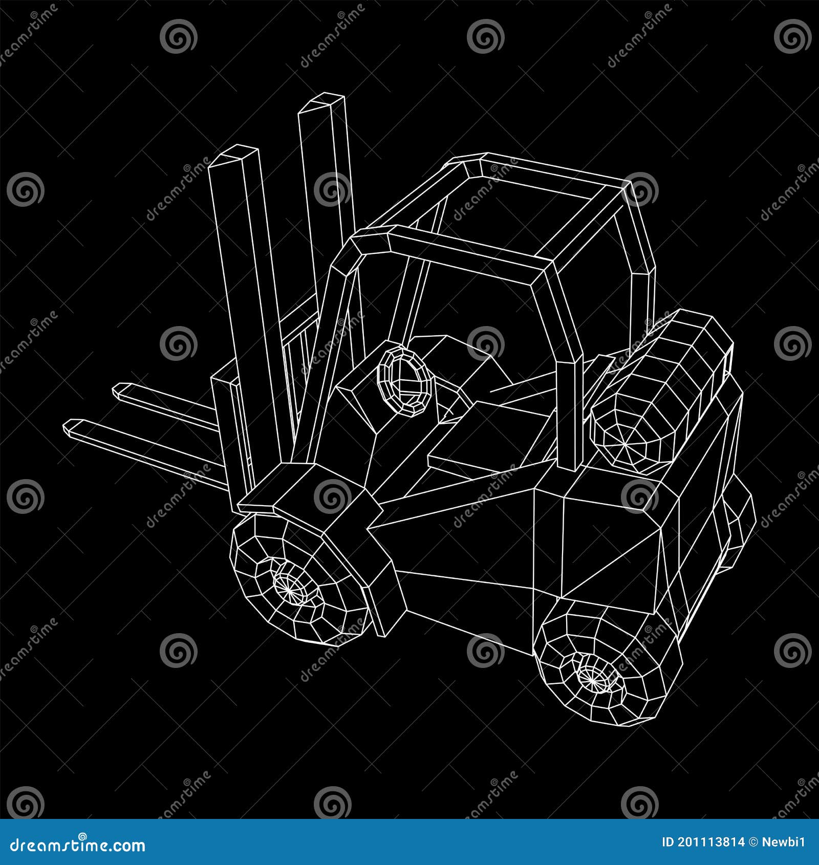 Forklift Loader Lift Truck. Wireframe Illustration Stock Vector ...