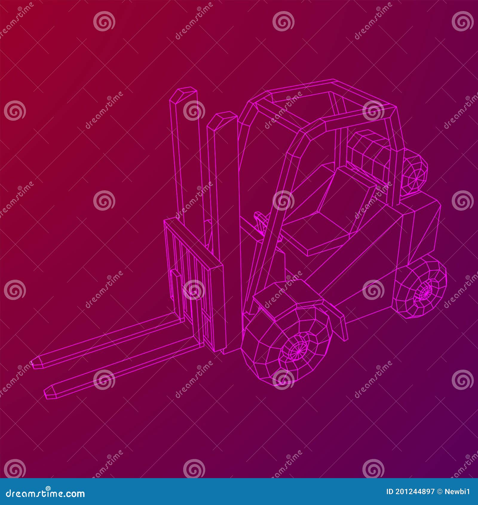 Forklift Loader Lift Truck. Wireframe Illustration Stock Vector ...