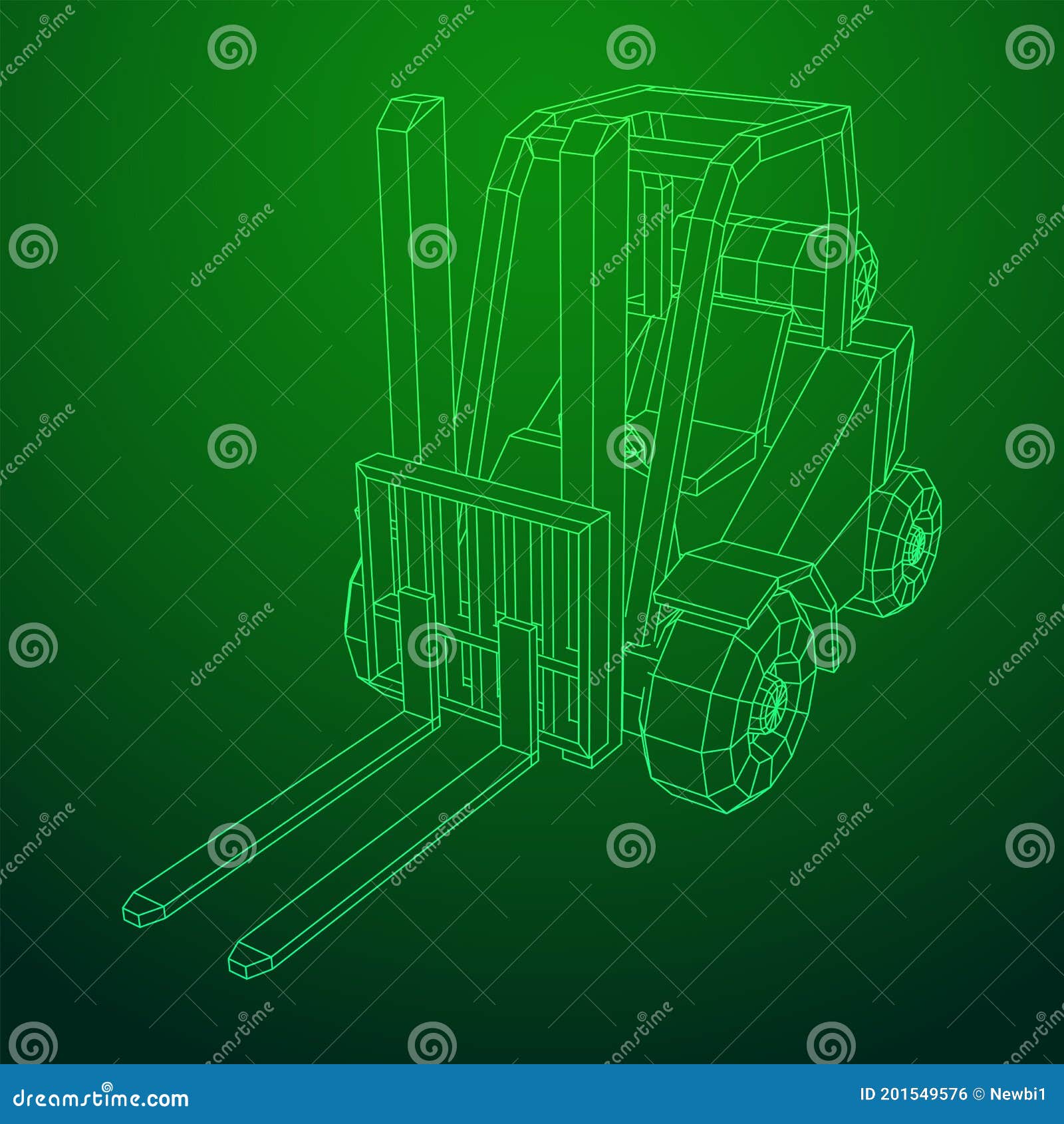 Forklift Loader Lift Truck. Wireframe Illustration Stock Vector ...