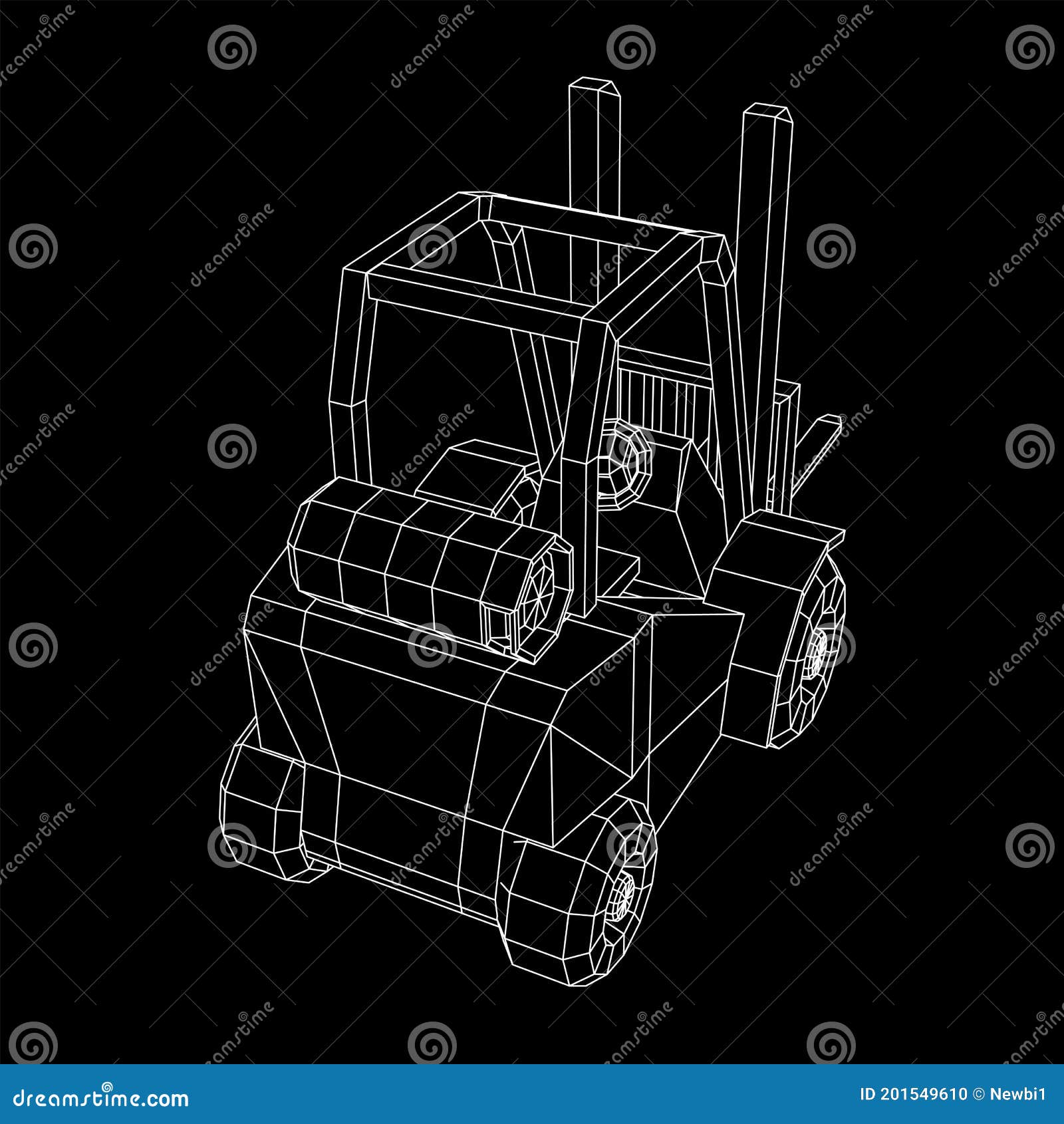 Forklift Loader Lift Truck. Wireframe Illustration Stock Vector ...