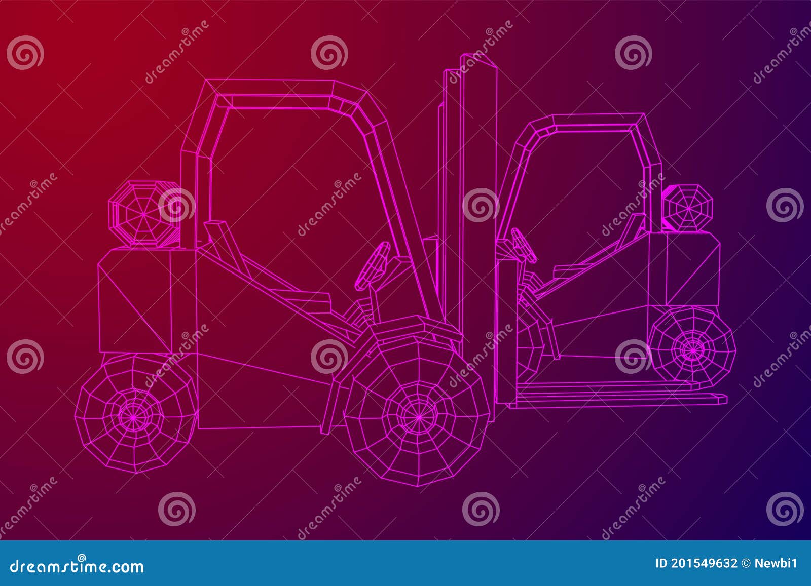 Forklift Loader Lift Truck. Wireframe Illustration Stock Vector ...