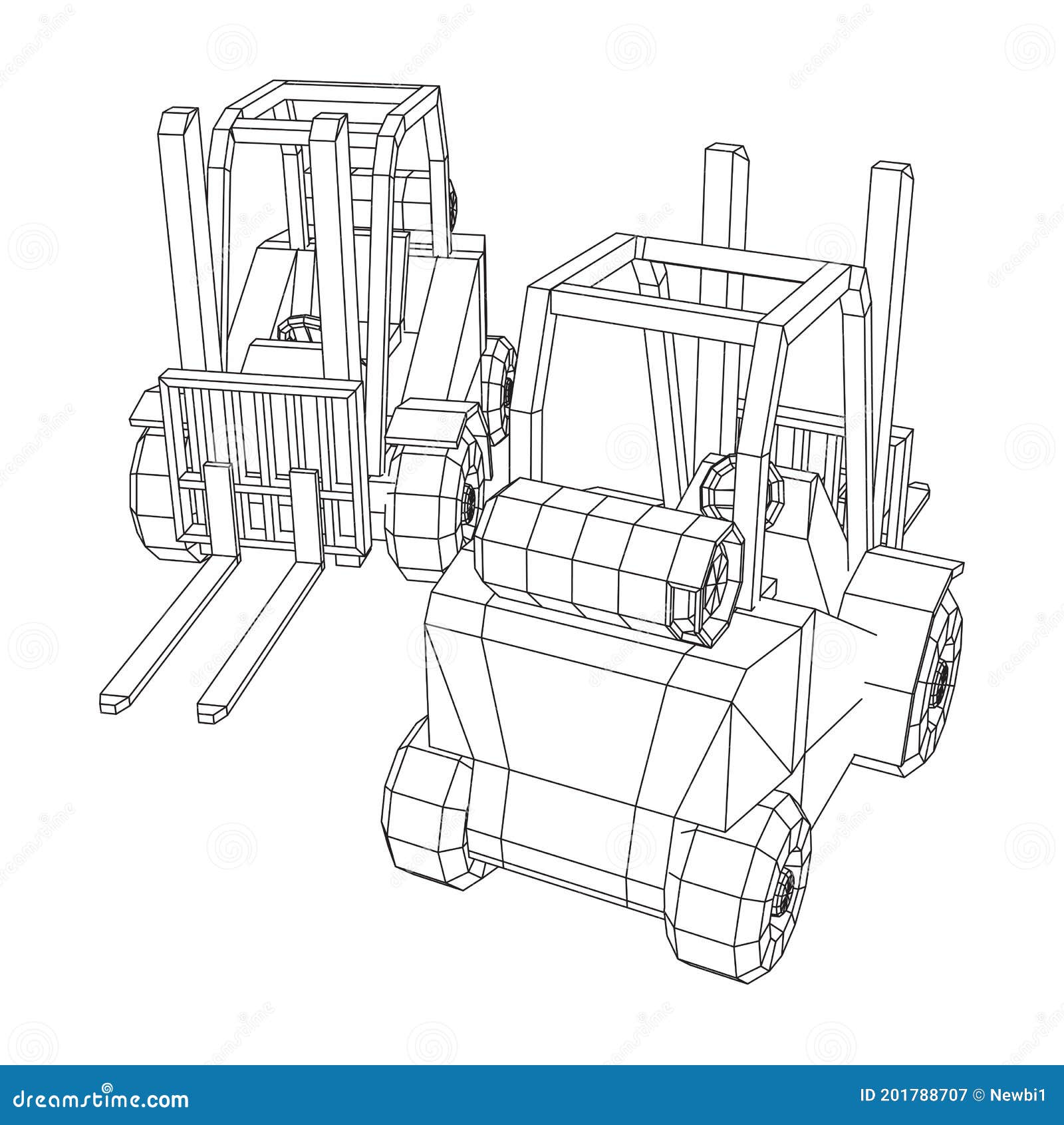 Forklift Loader Lift Truck. Wireframe Illustration Stock Vector ...