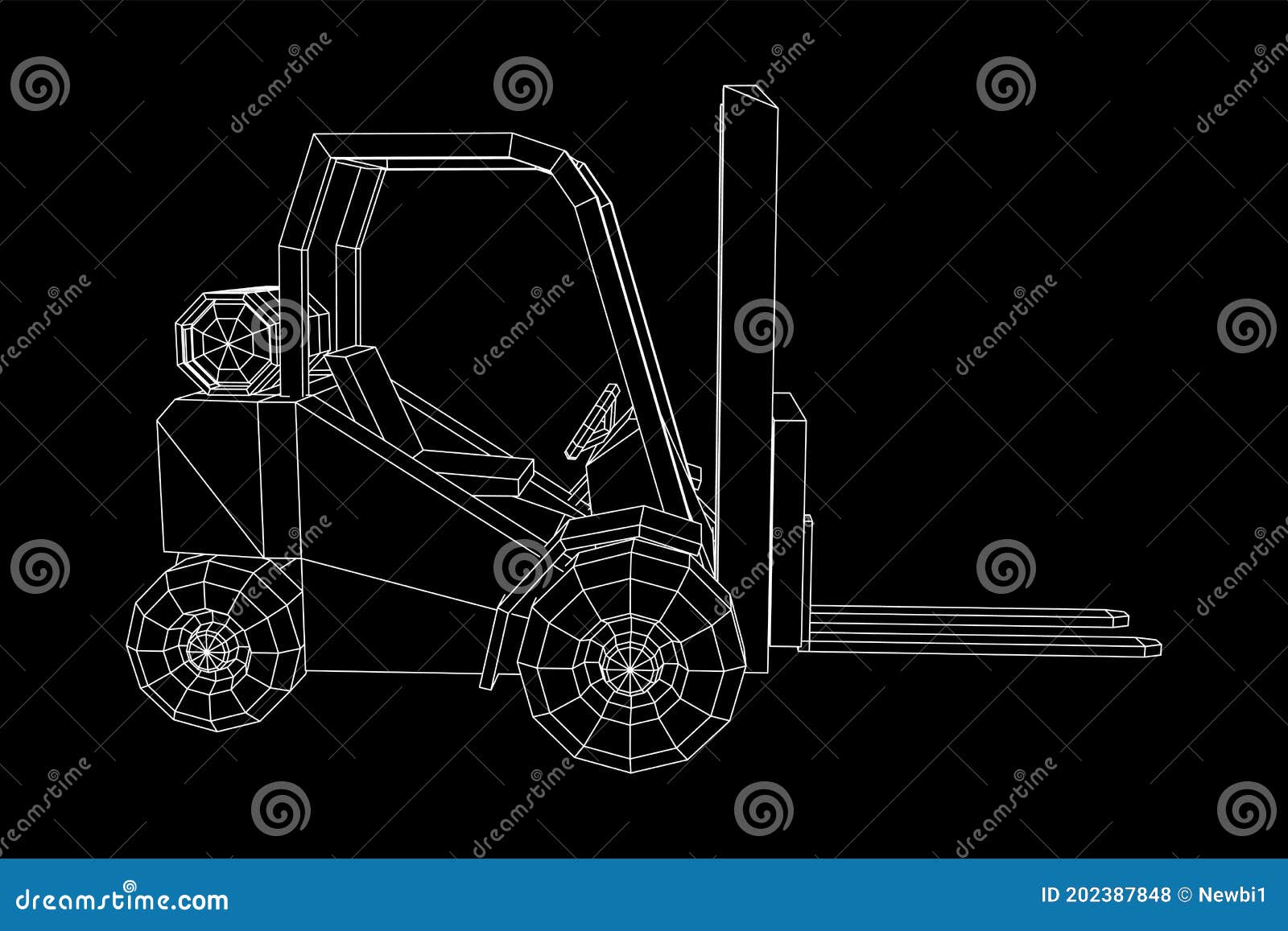 Forklift Loader Lift Truck. Wireframe Illustration Stock Vector ...