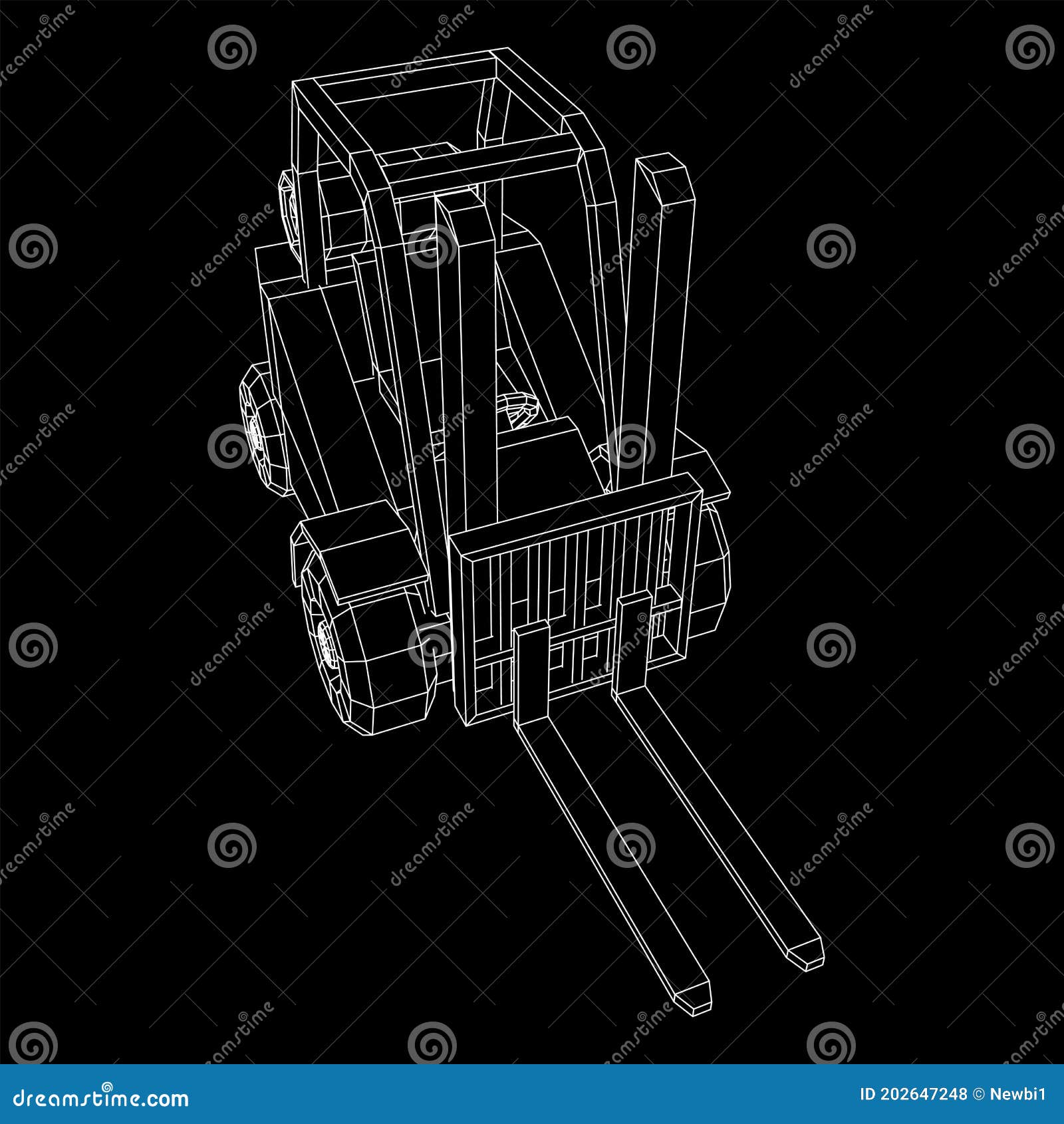 Forklift Loader Lift Truck. Wireframe Illustration Stock Vector ...
