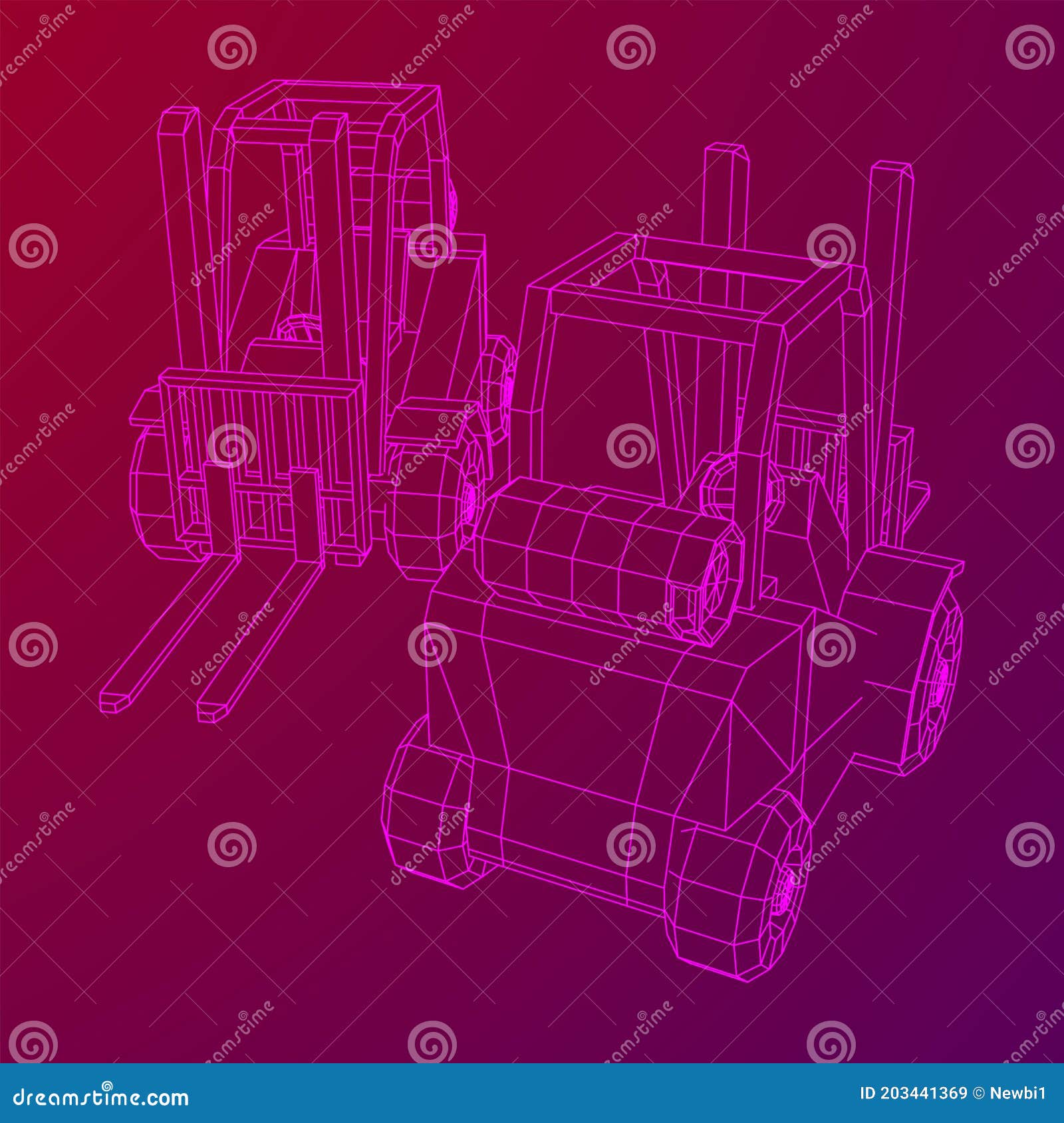 Forklift Loader Lift Truck. Wireframe Illustration Stock Vector ...