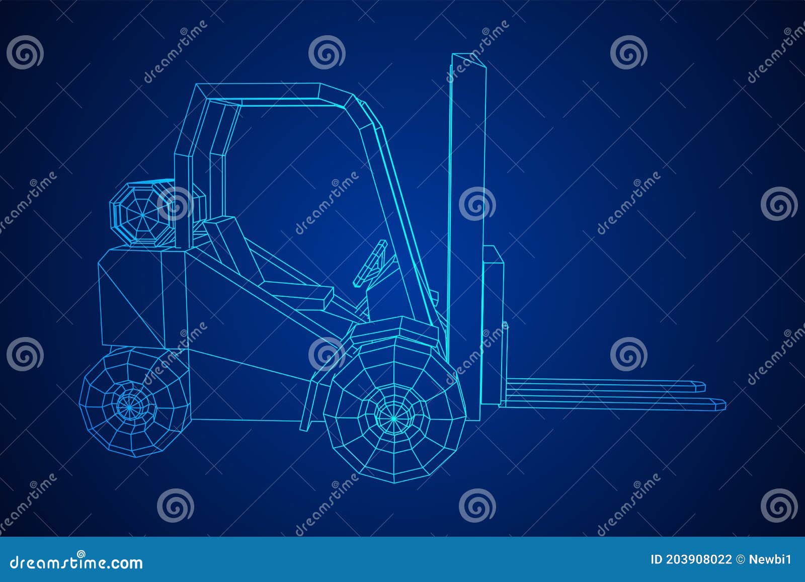 Forklift Loader Lift Truck. Wireframe Illustration Stock Vector ...