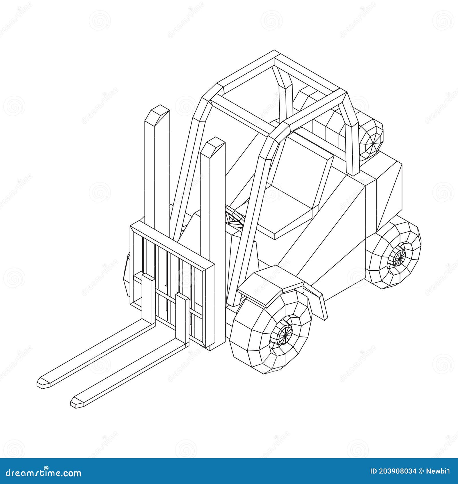 Forklift Loader Lift Truck. Wireframe Illustration Stock Vector ...
