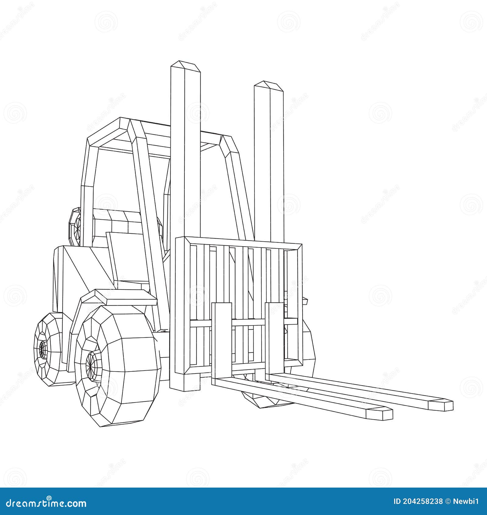 Forklift Loader Lift Truck. Wireframe Illustration Stock Vector ...