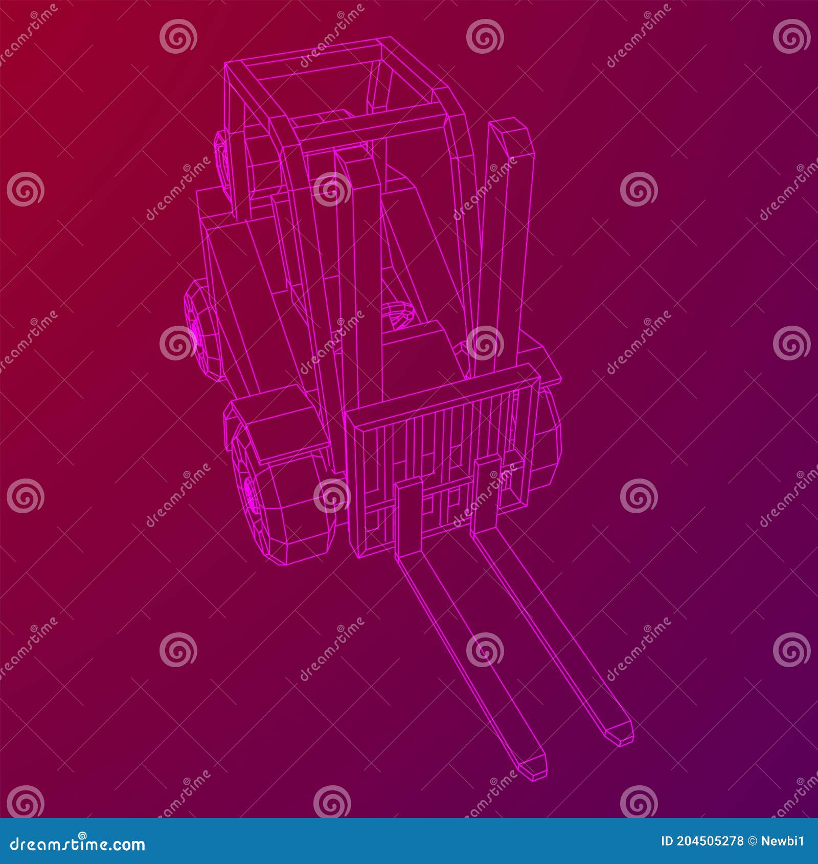 Forklift Loader Lift Truck. Wireframe Illustration. Stock Vector ...
