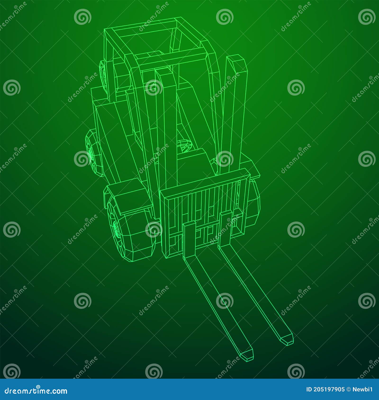 Forklift Loader Lift Truck. Wireframe Illustration Stock Vector ...
