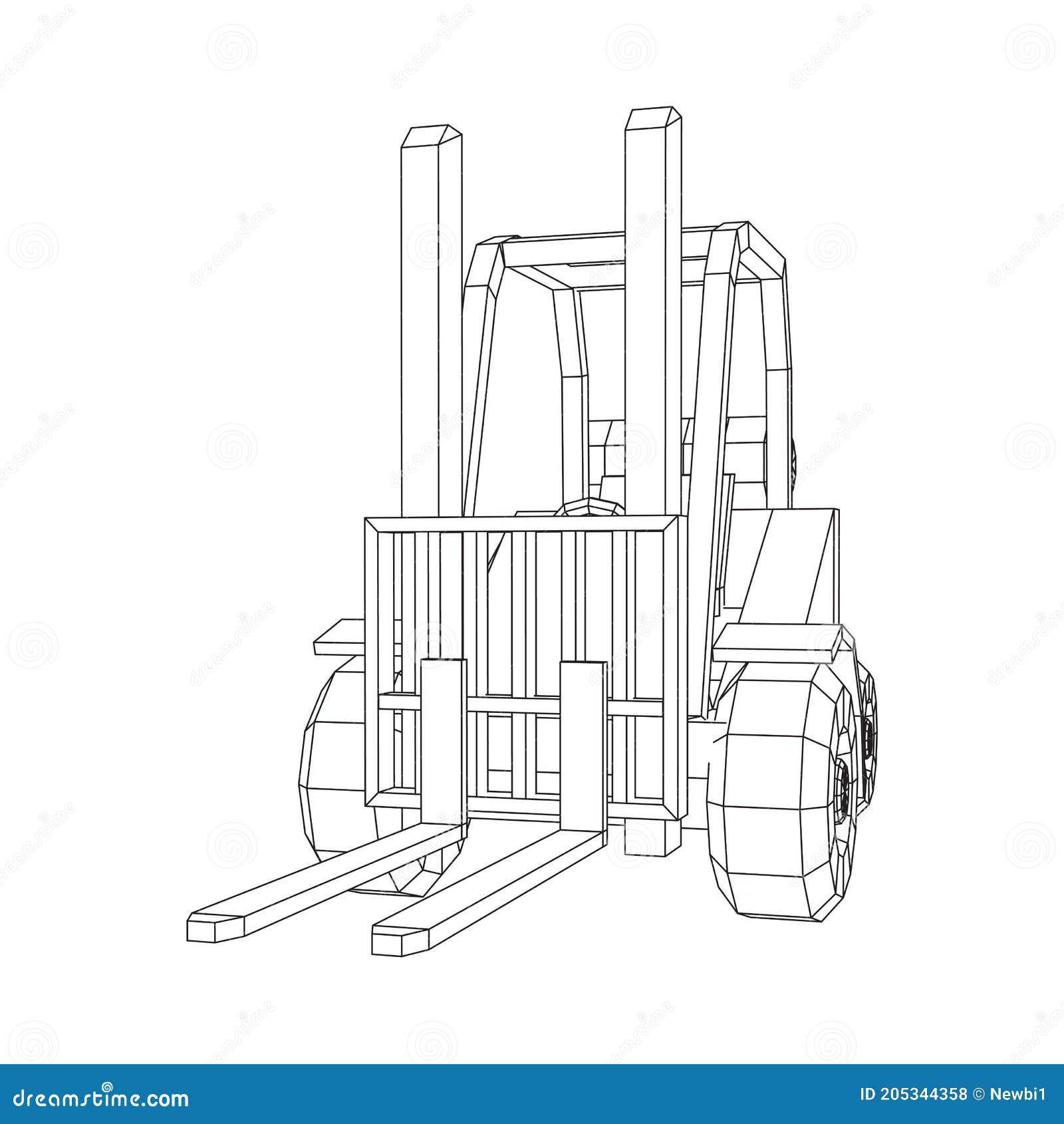Forklift Loader Lift Truck. Wireframe Illustration Stock Vector ...