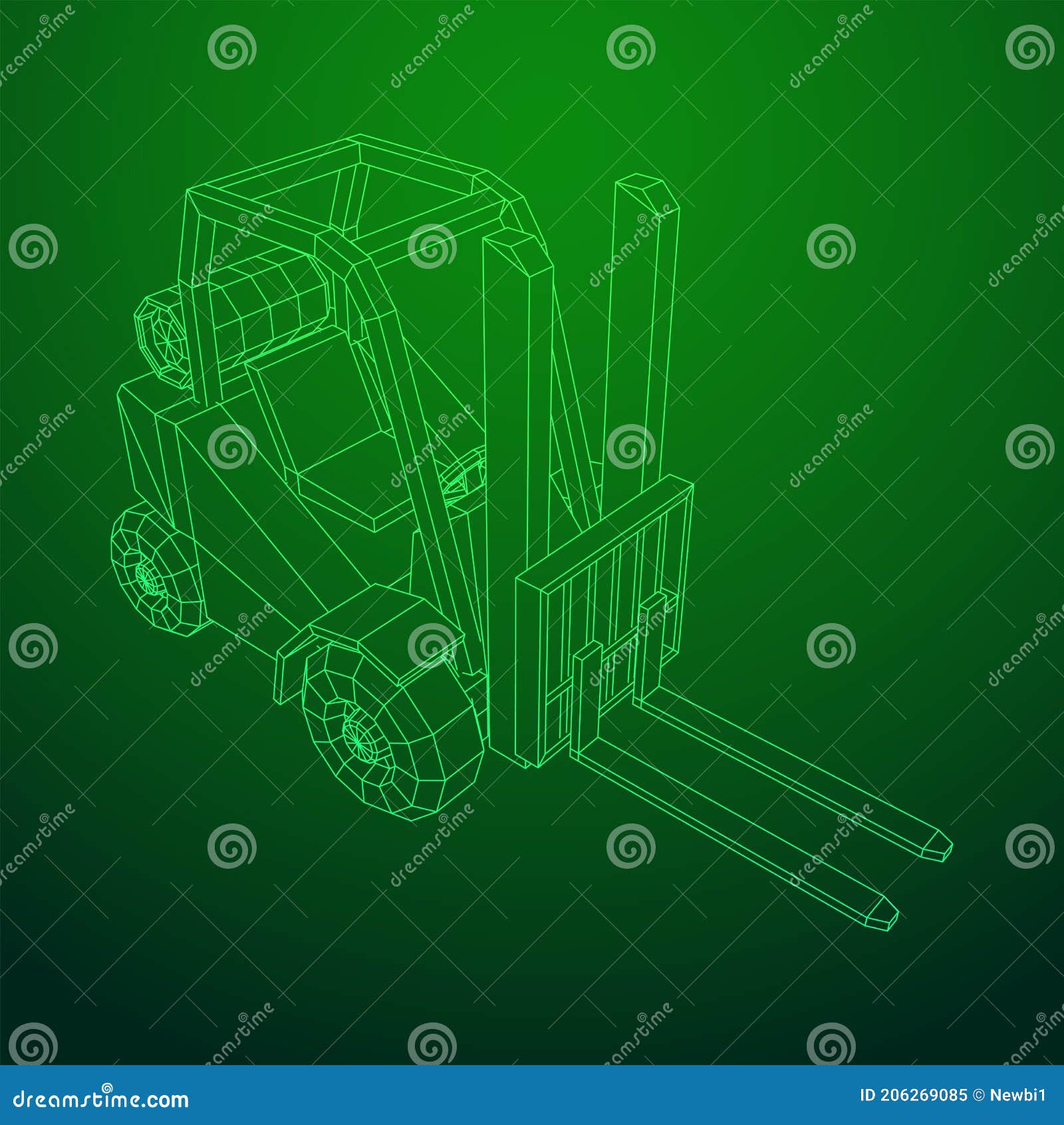 Forklift Loader Lift Truck. Wireframe Illustration Stock Vector ...