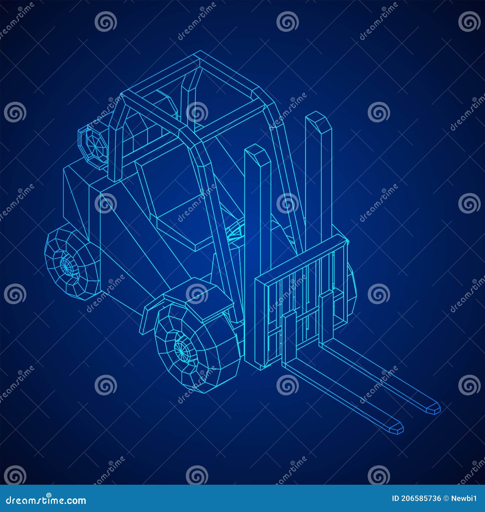 Forklift Loader Lift Truck. Wireframe Illustration Stock Vector ...