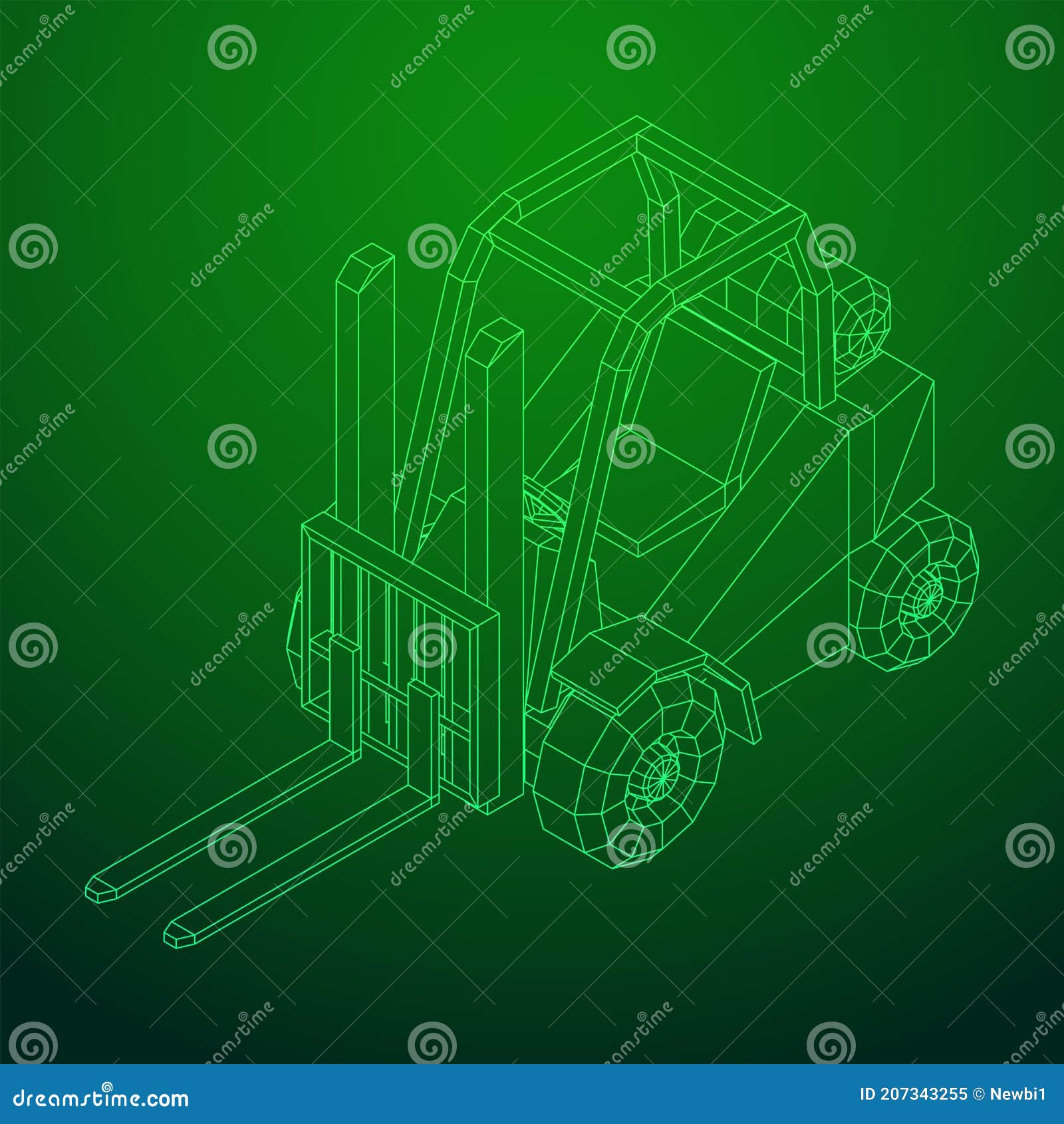 Forklift Loader Lift Truck. Wireframe Illustration. Stock Illustration ...