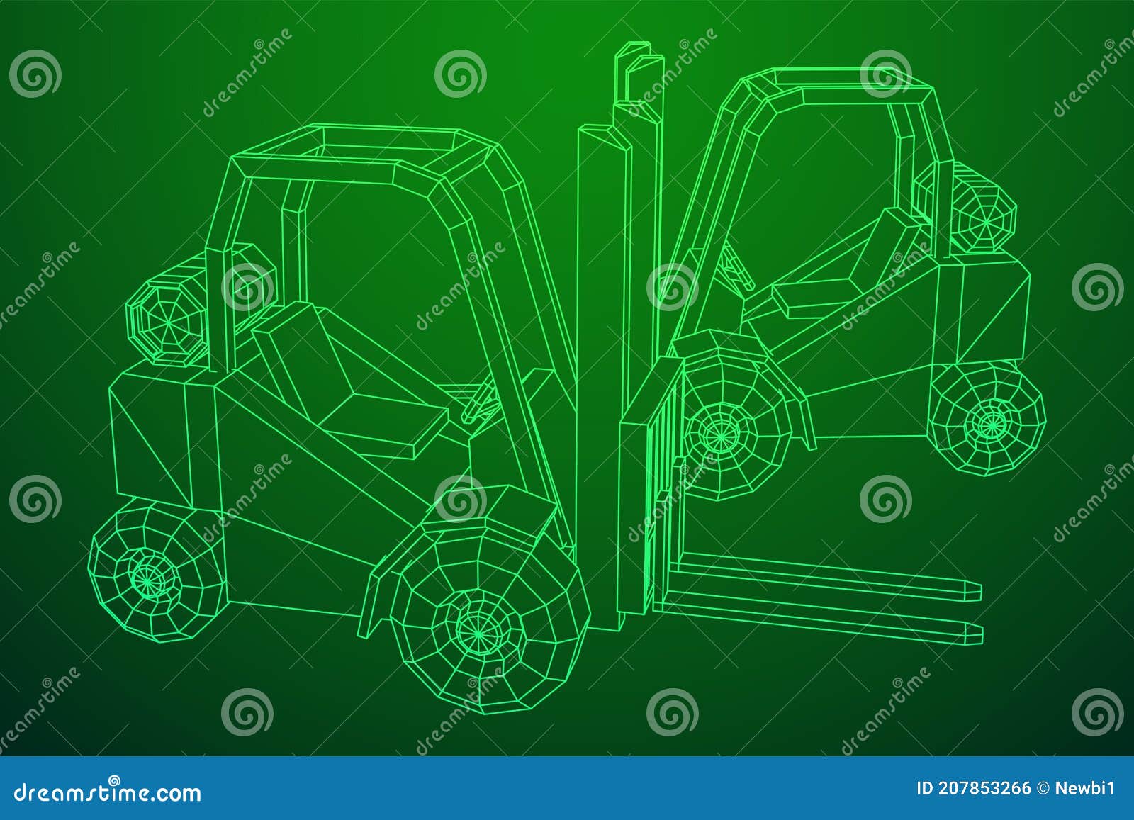 Forklift Loader Lift Truck. Wireframe Illustration. Stock Illustration ...