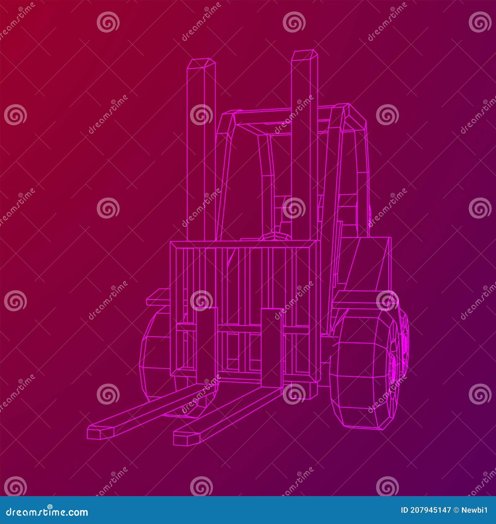 Forklift Loader Lift Truck. Wireframe Illustration. Stock Illustration ...