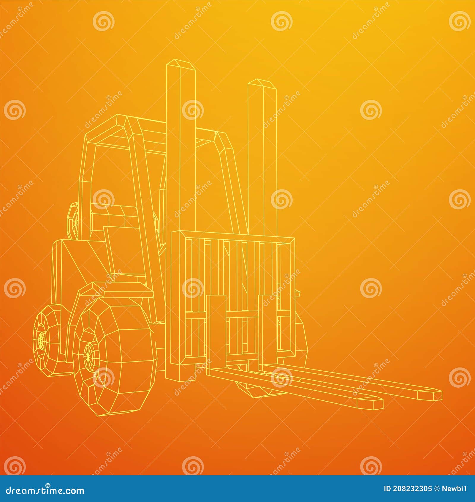 Forklift Loader Lift Truck. Wireframe Illustration. Stock Vector ...