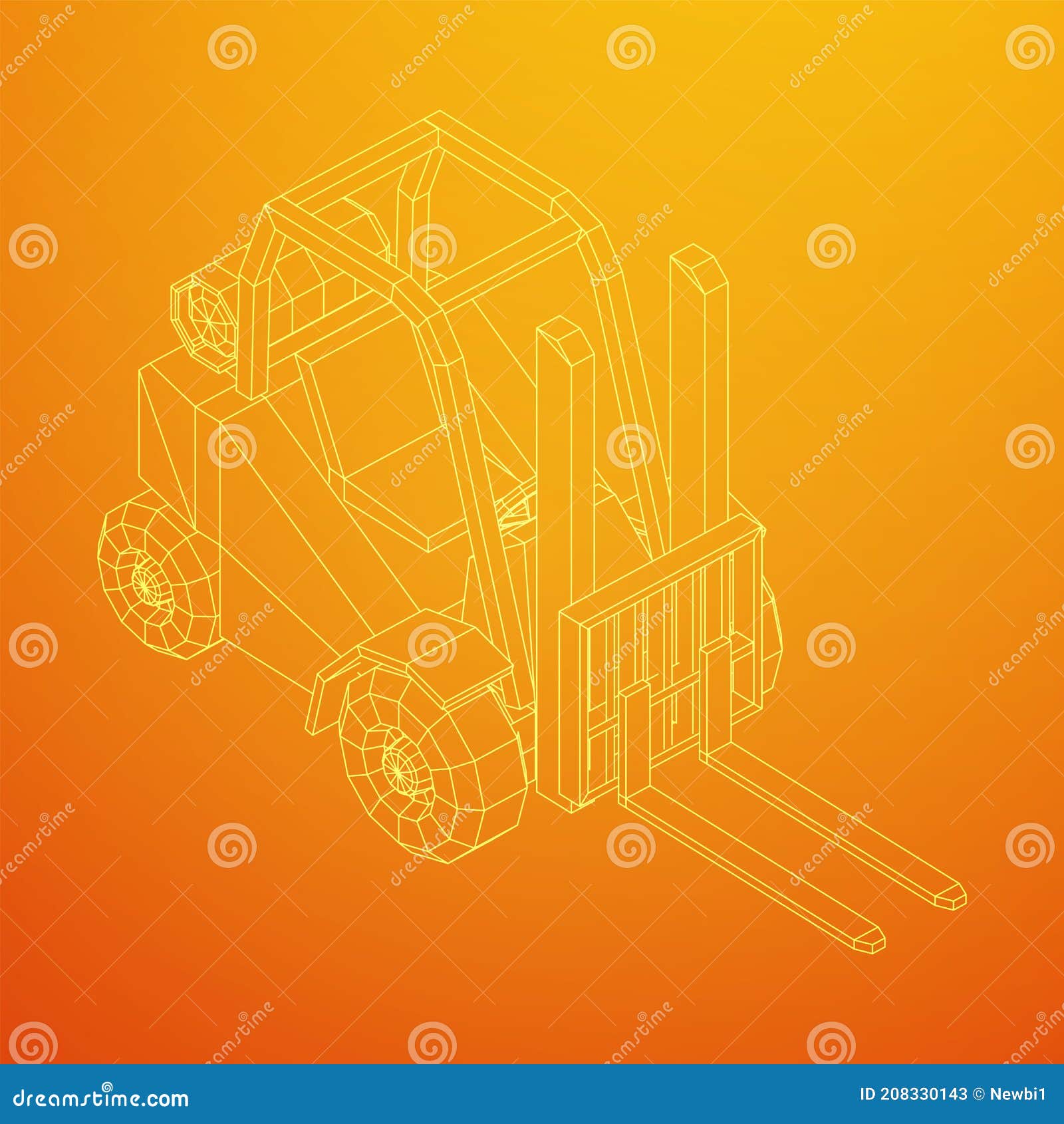 Forklift Loader Lift Truck. Wireframe Illustration. Stock Vector ...