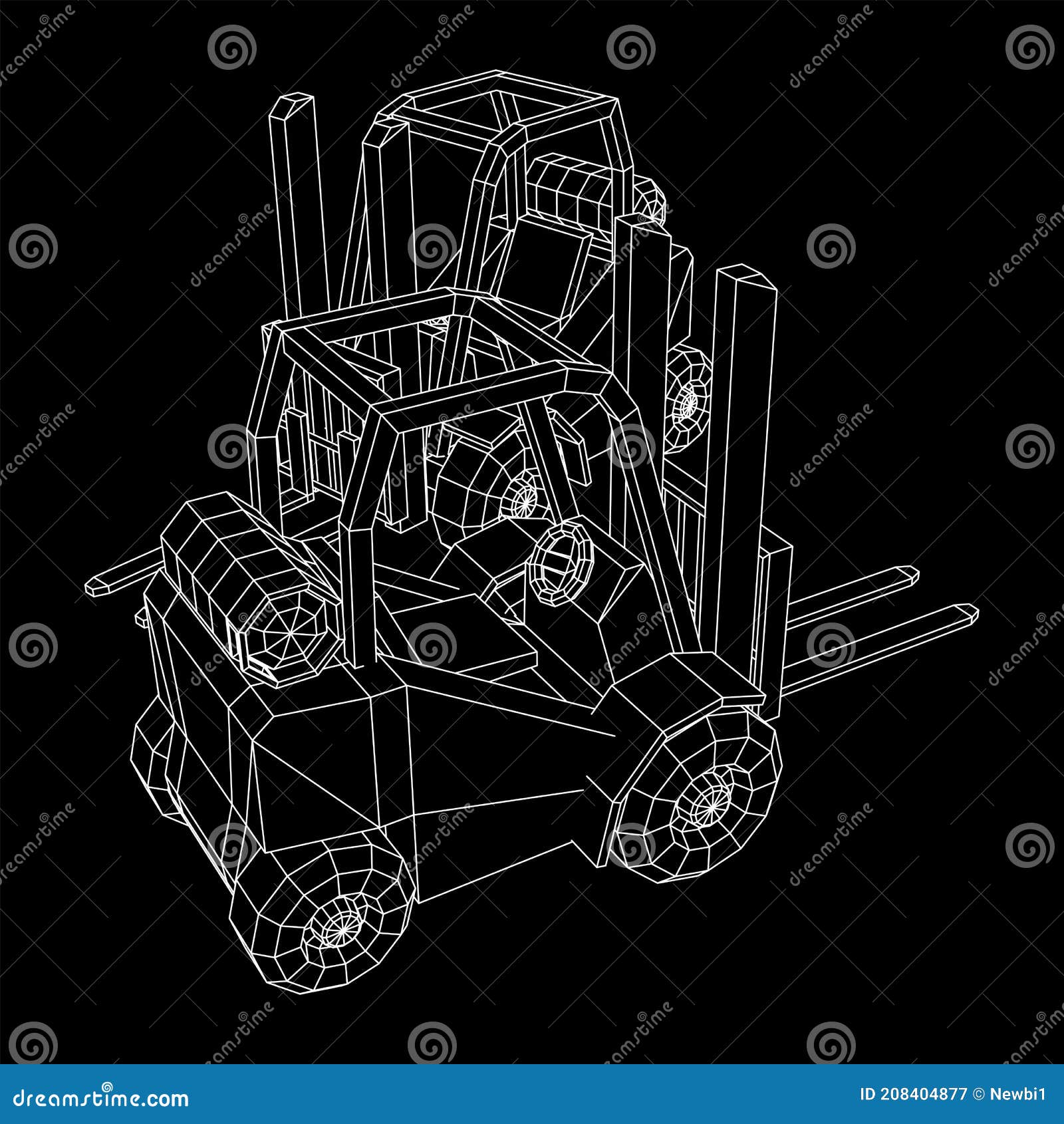 Forklift Loader Lift Truck. Wireframe Illustration. Stock Vector ...