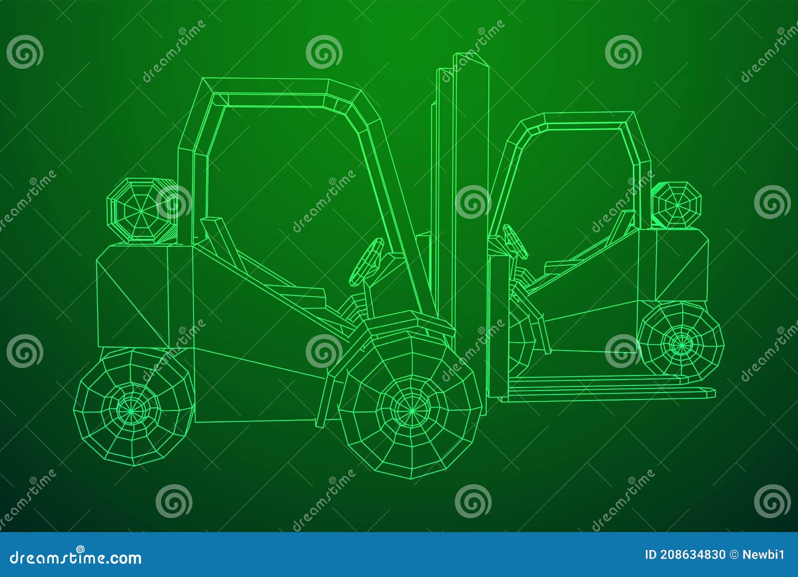 Forklift Loader Lift Truck. Wireframe Illustration. Stock Vector ...
