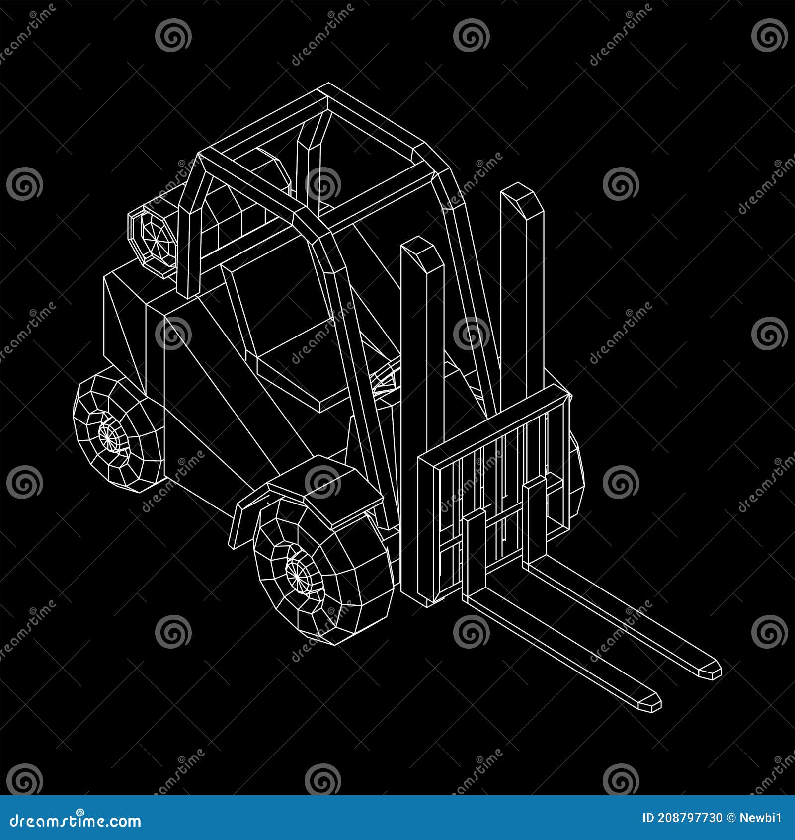 Forklift Loader Lift Truck. Wireframe Illustration. Stock Vector ...