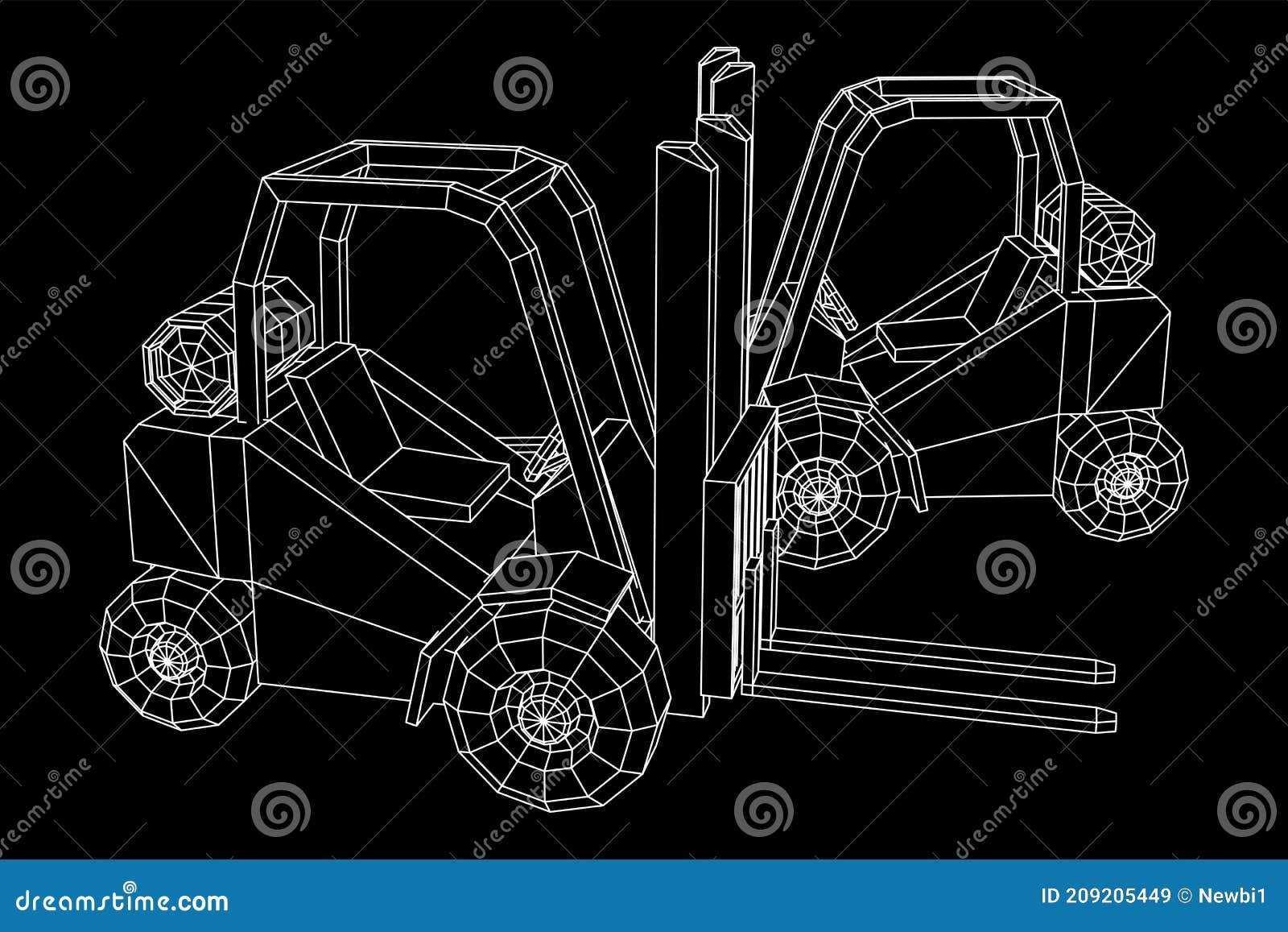 Forklift Loader Lift Truck. Wireframe Illustration. Stock Vector ...