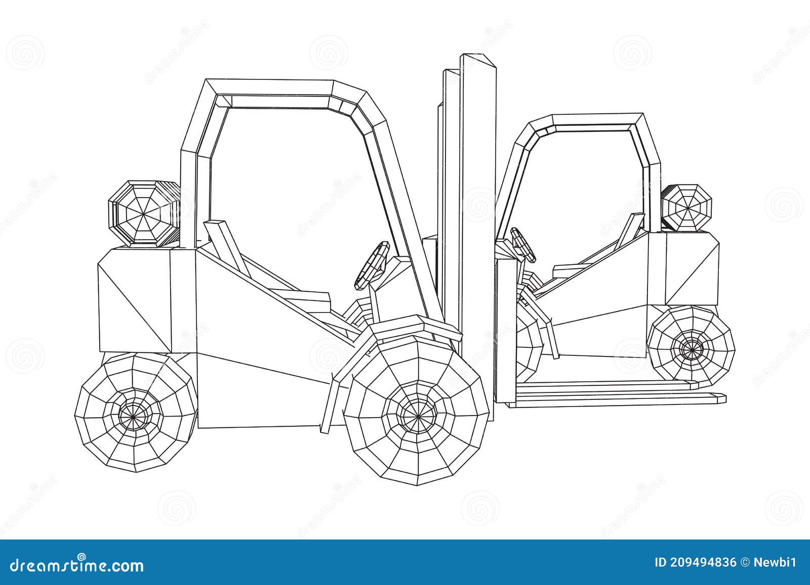 Forklift Loader Lift Truck. Wireframe Illustration. Stock Vector ...