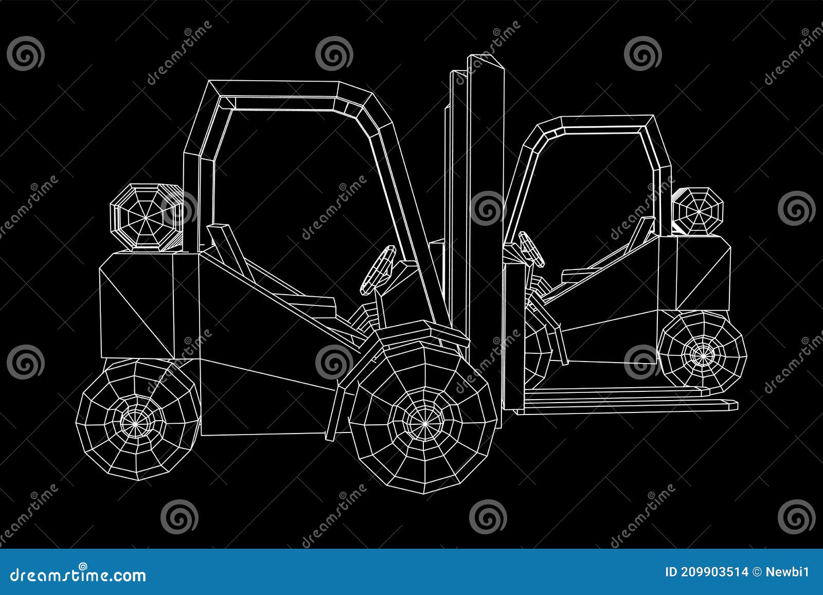 Forklift Loader Lift Truck. Wireframe Illustration Stock Vector ...