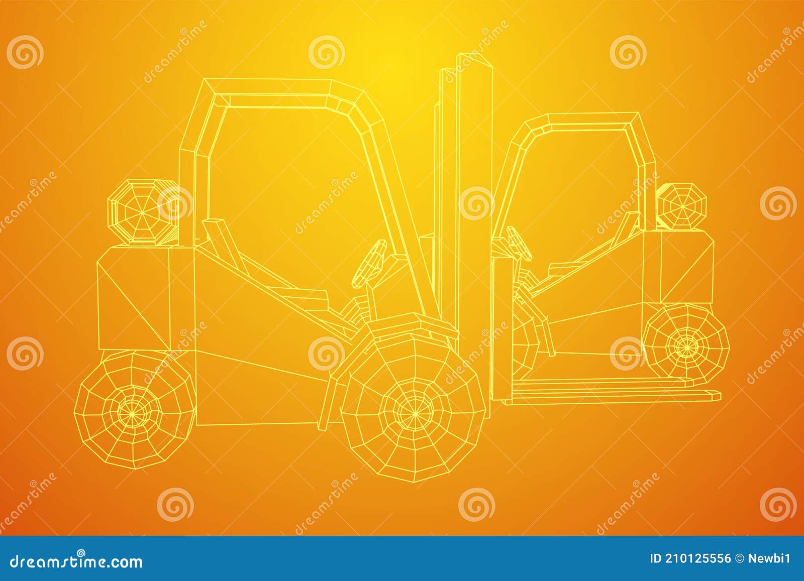 Forklift Loader Lift Truck. Wireframe Illustration Stock Vector ...