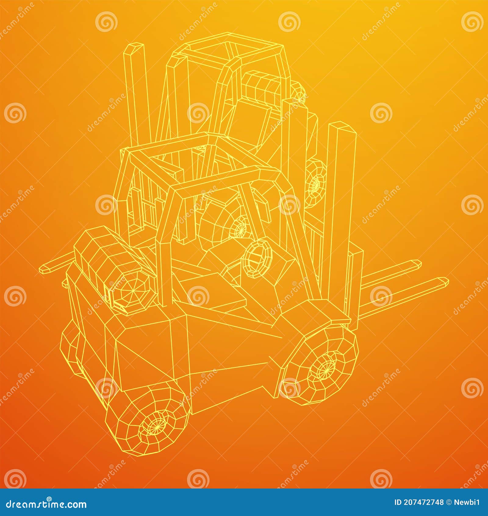 Forklift Loader Lift Truck. Wireframe Illustration. Stock Illustration ...