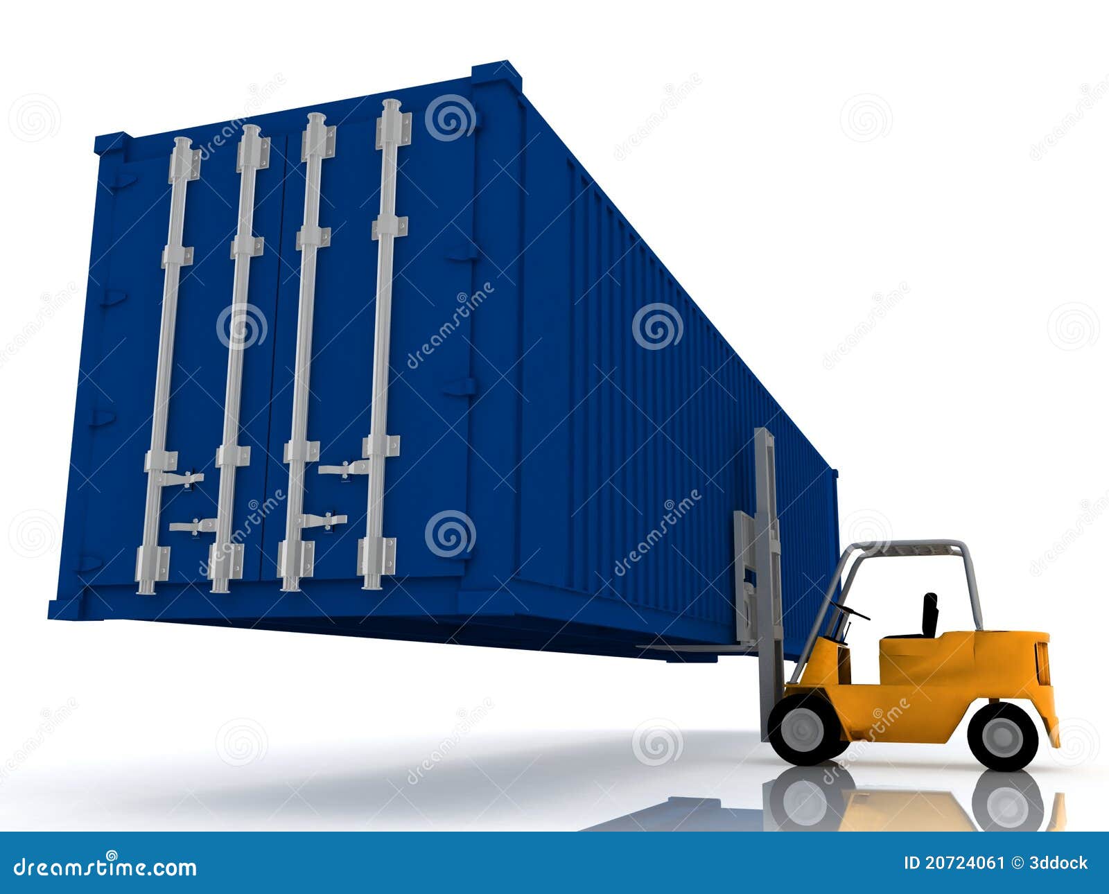 Forklift Loader Lifts Container Stock Illustration - Illustration of ...
