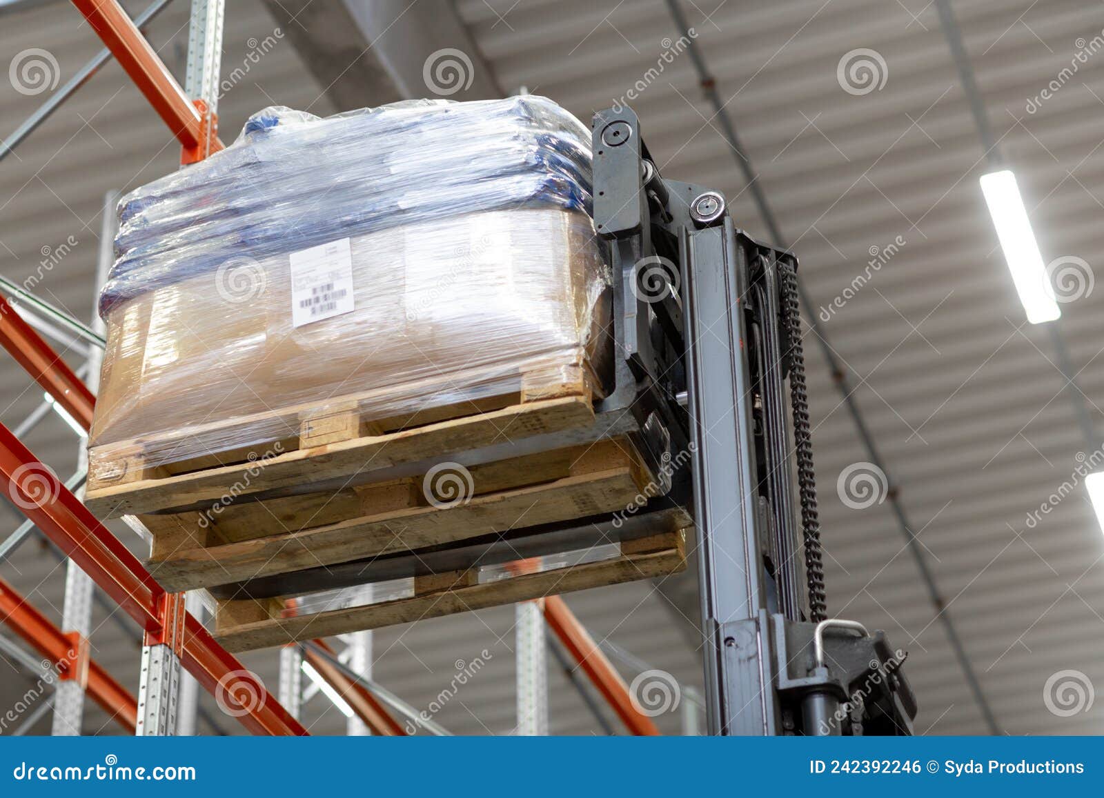 Forklift, Shelves And Racks With Pallets Royalty-Free Stock Image ...
