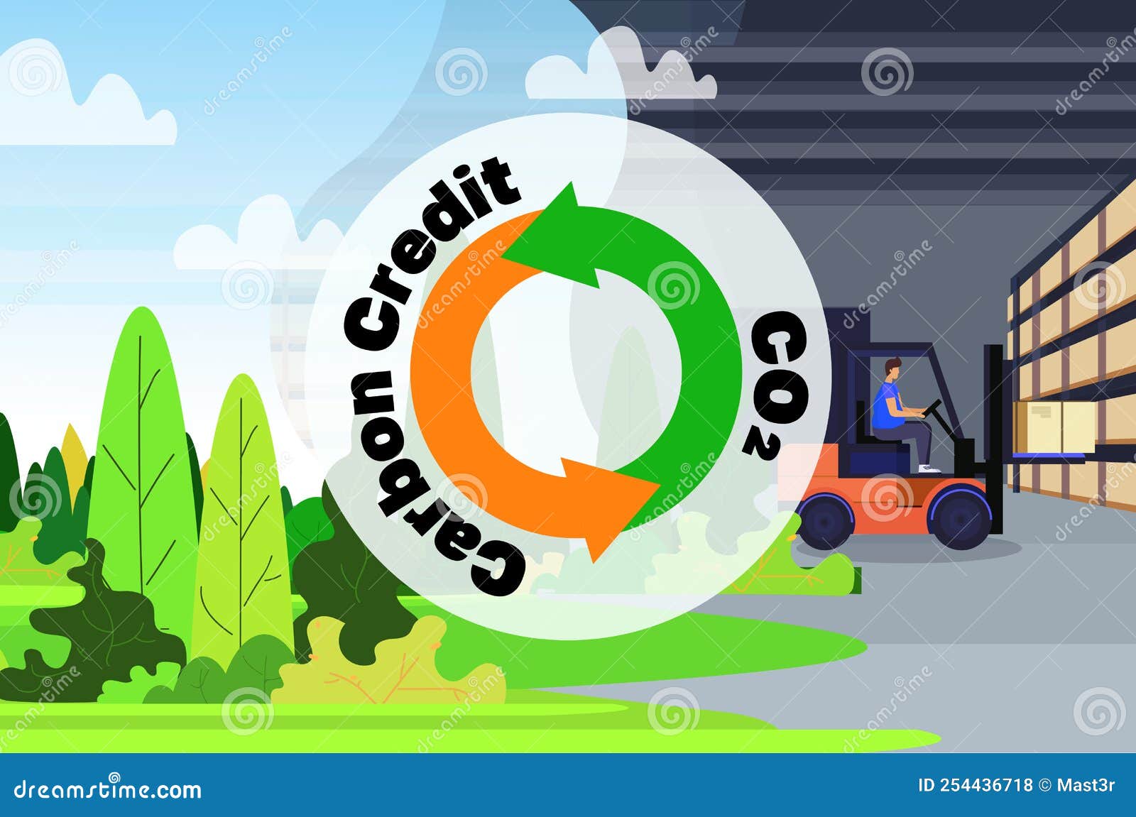 Forklift Loader Loading Parcel Boxes on Racks Logistic Delivery Cargo ...