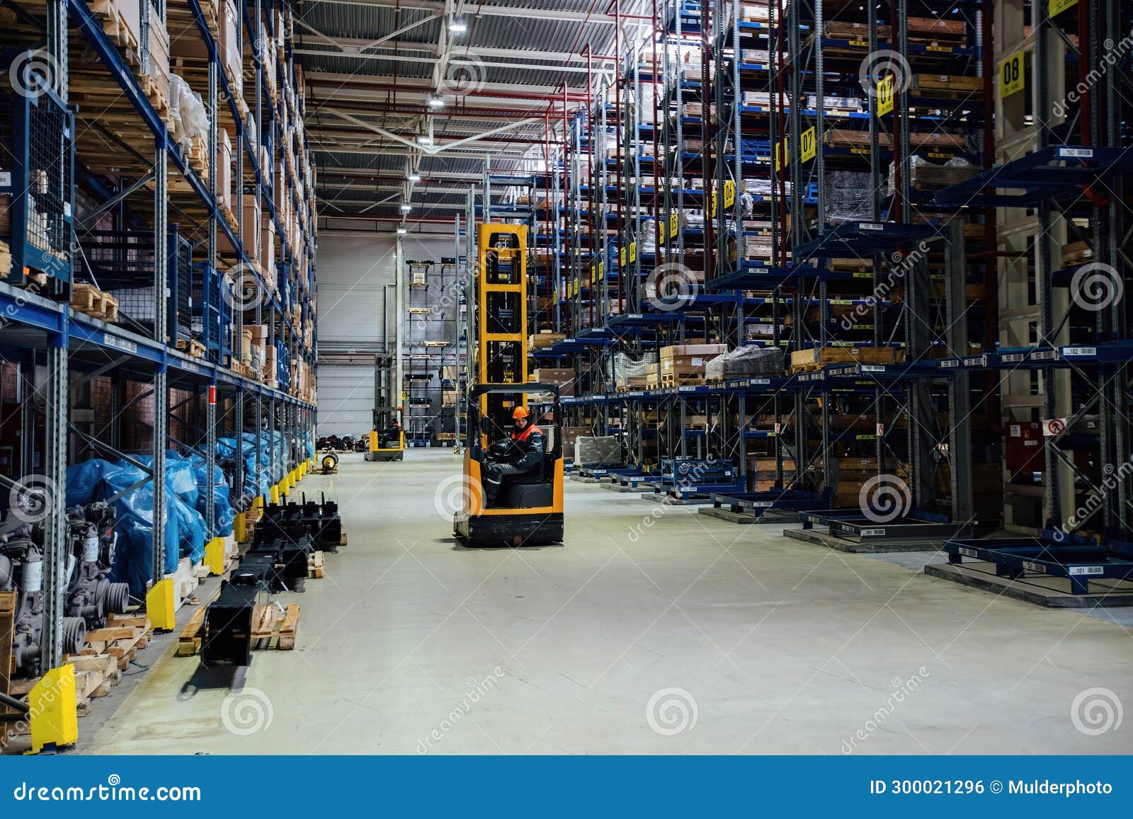 Forklift, Shelves And Racks With Pallets Stock Photography ...