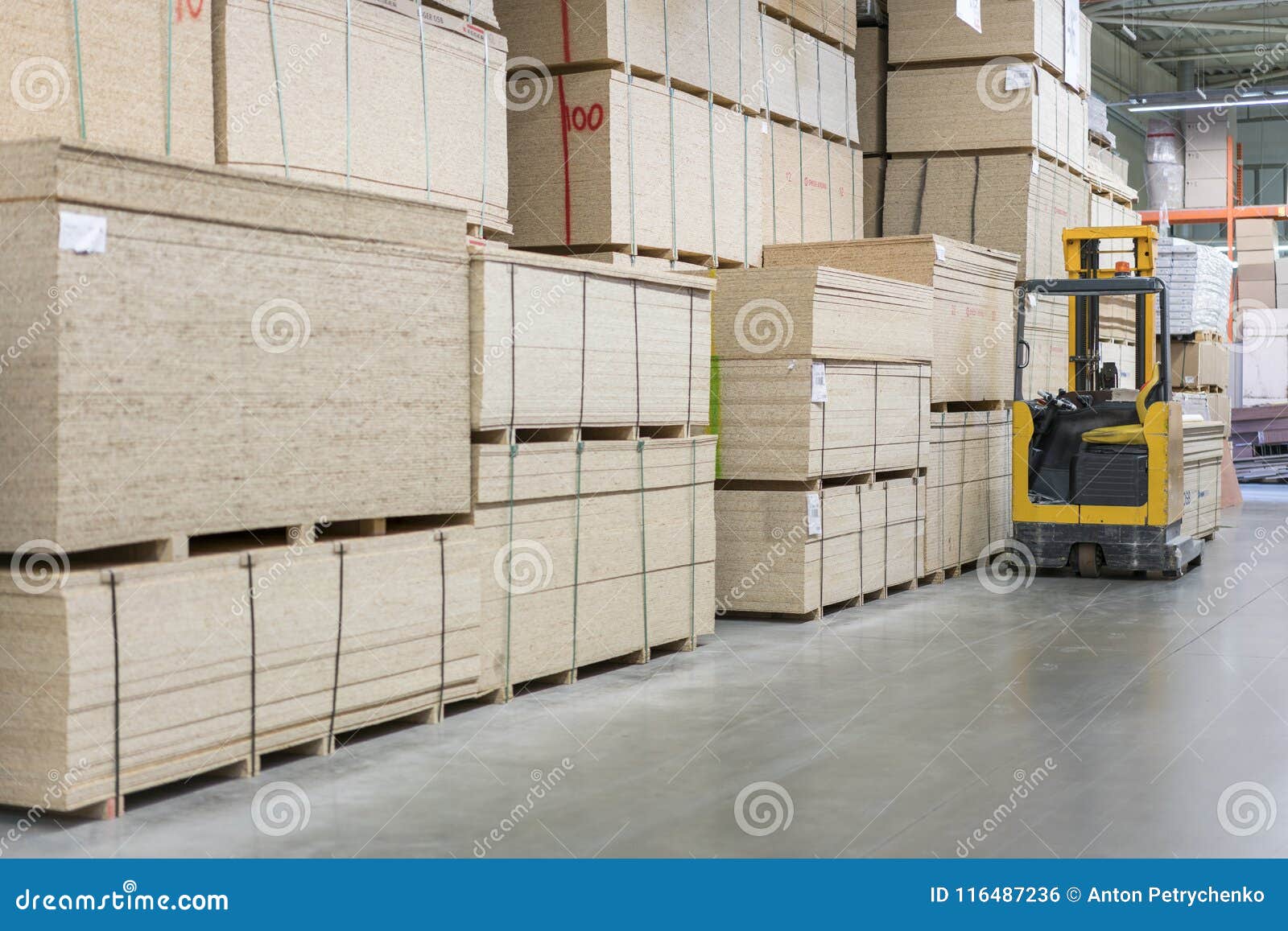 Forklift Loader Pallet Building Materials Warehouse, Logistics Concept ...