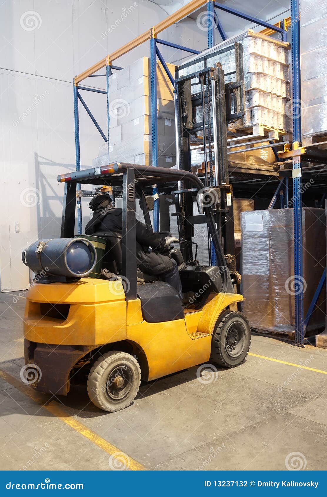 Forklift loader stacking stock photo. Image of handling - 13237132