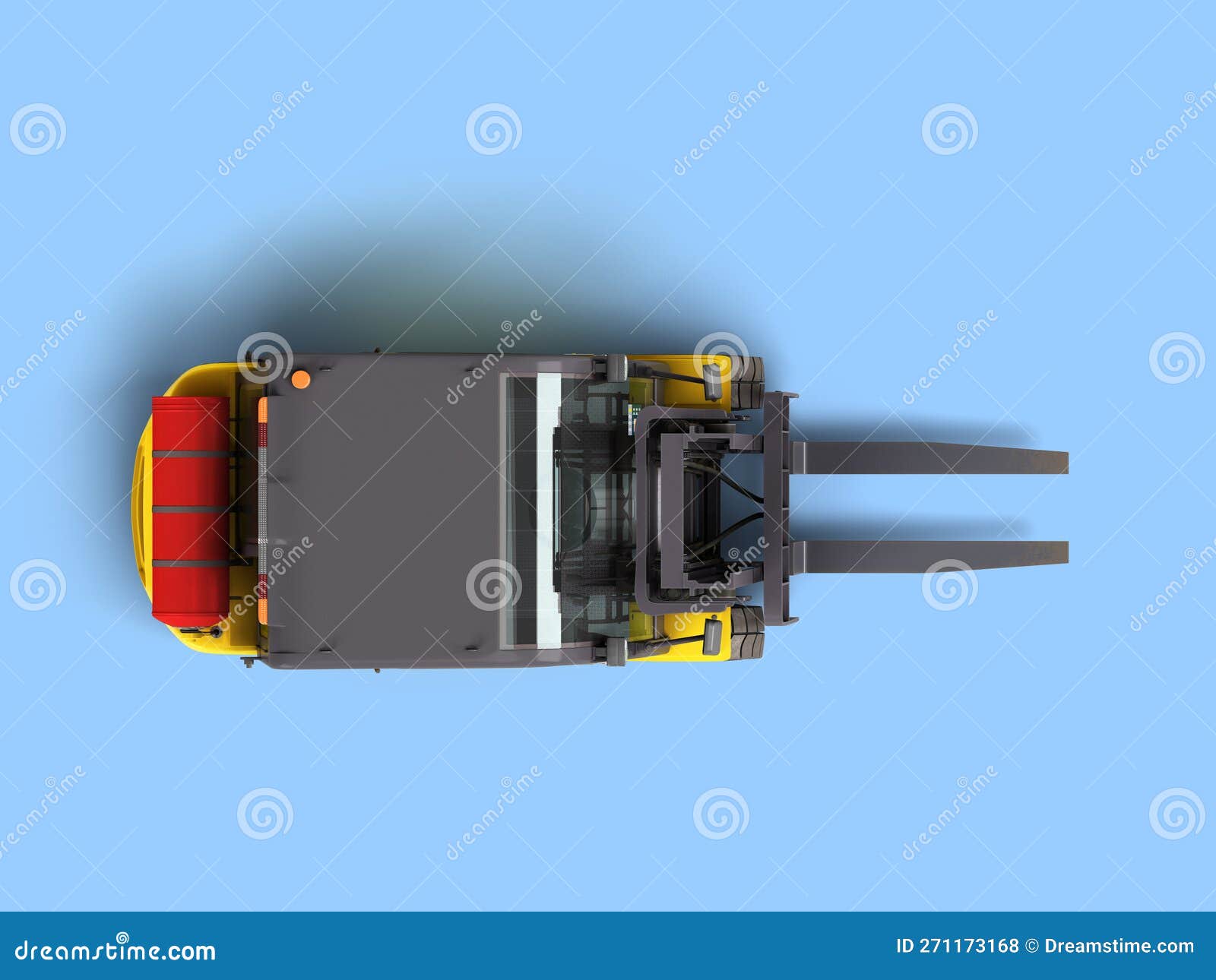 Forklift Loader Top View Industrial Vehicle Concept 3d Render on Blue ...