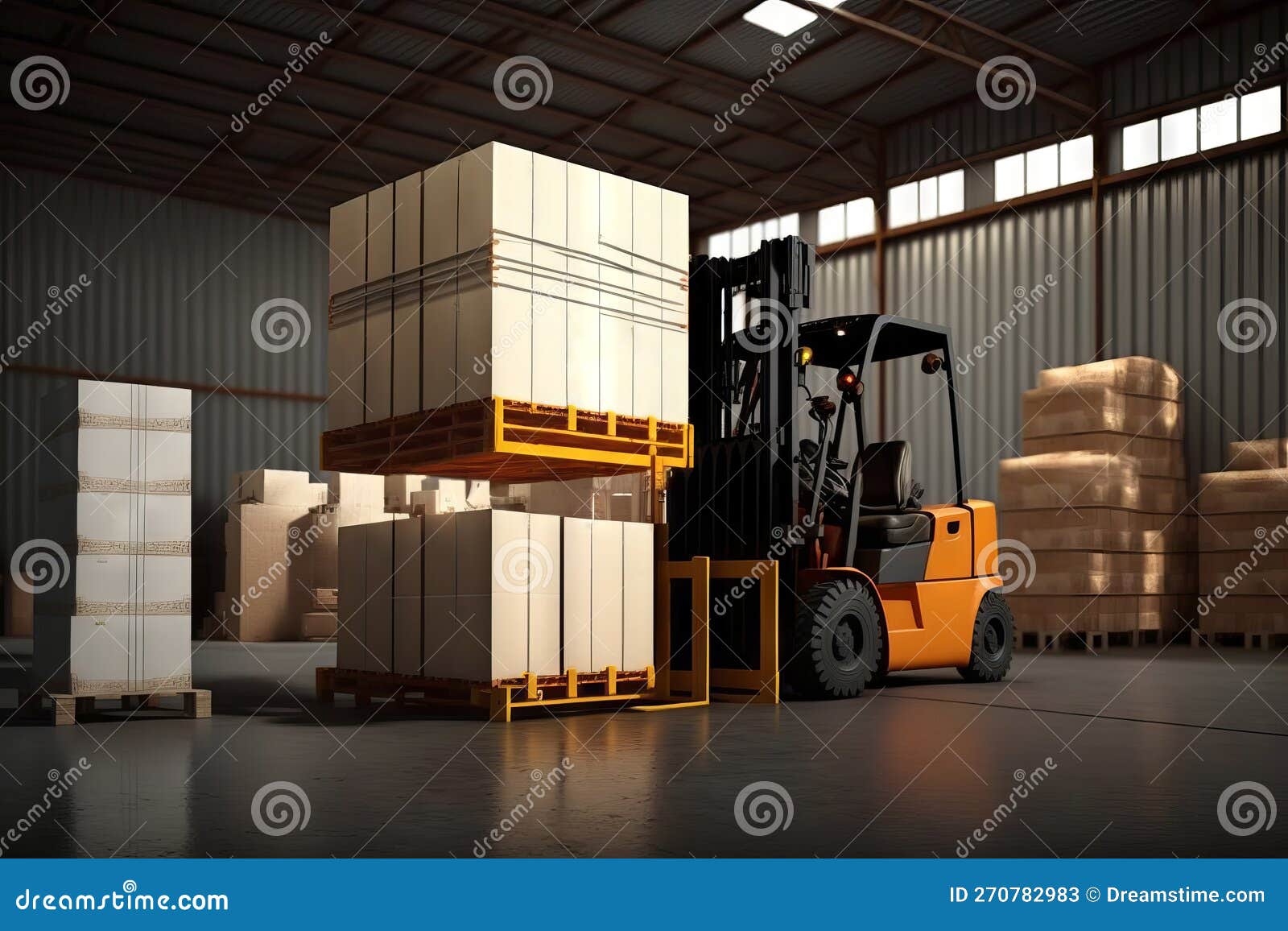 Forklift Loader in Warehouse. Generative AI Stock Illustration ...