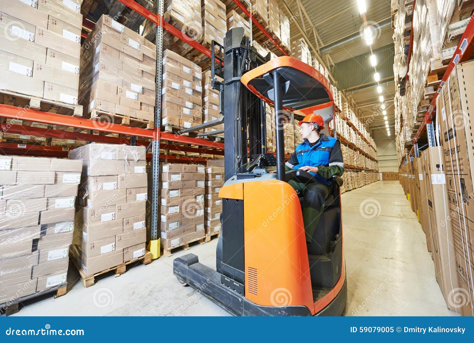 Forklift Loader at Warehouse Stock Image - Image of forklift, machinery ...