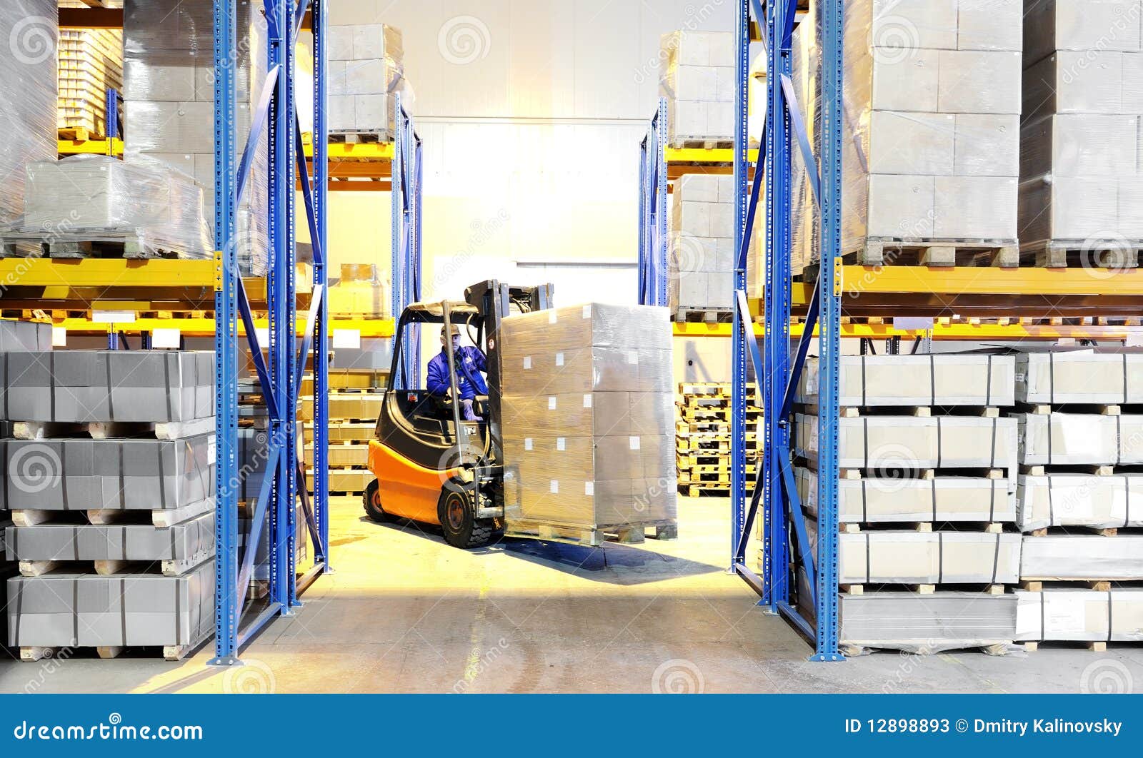 Forklift Loader and Worker at Stock Image - Image of factory, driving ...