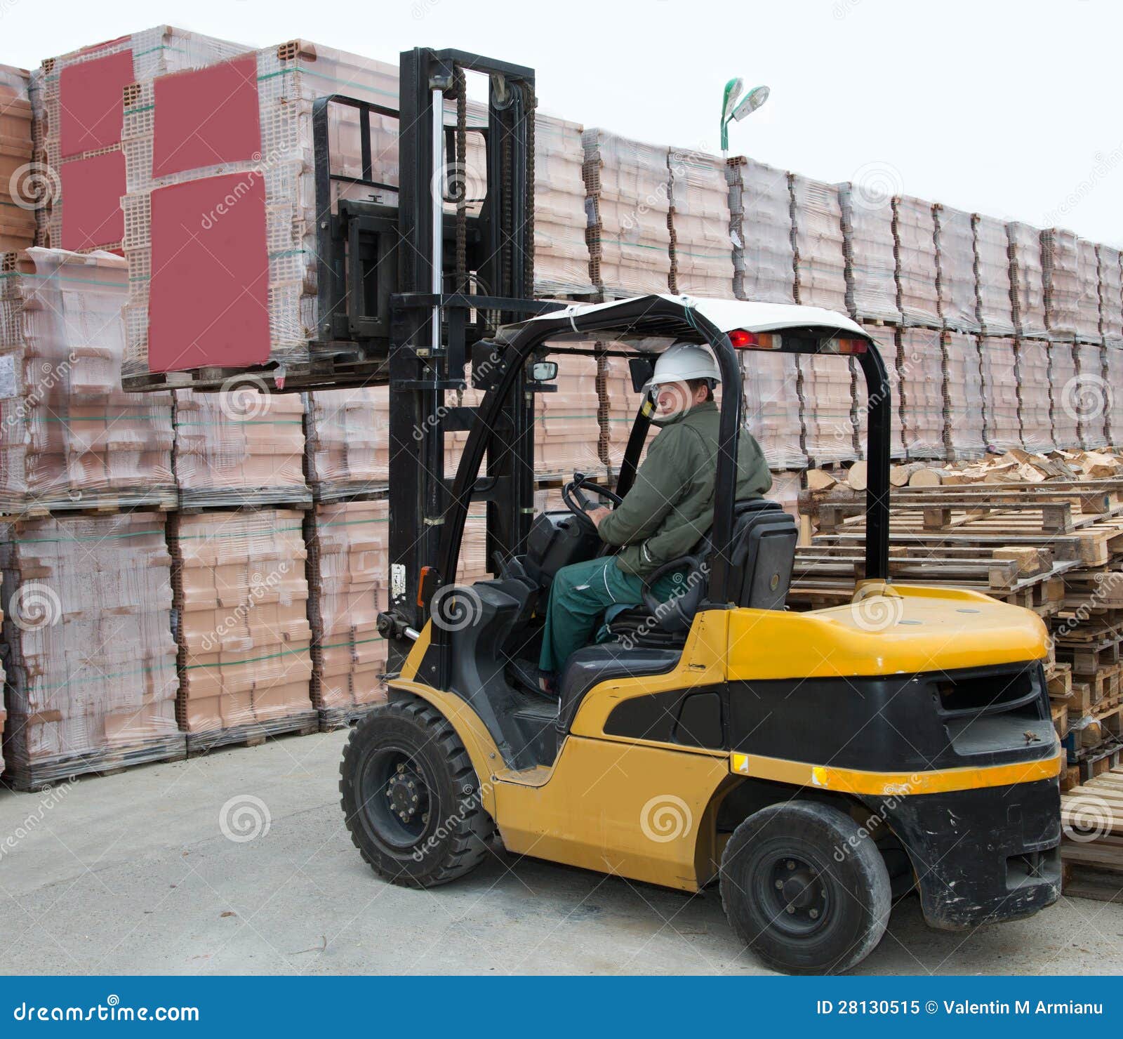Forklift loader worker stock image. Image of cargo, storehouse - 28130515