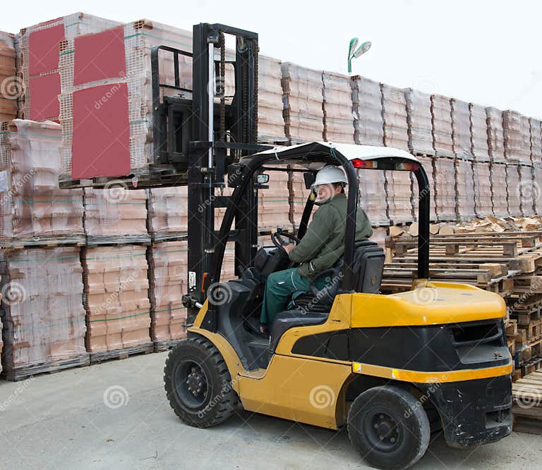 Forklift loader worker stock image. Image of cargo, storehouse - 28130515