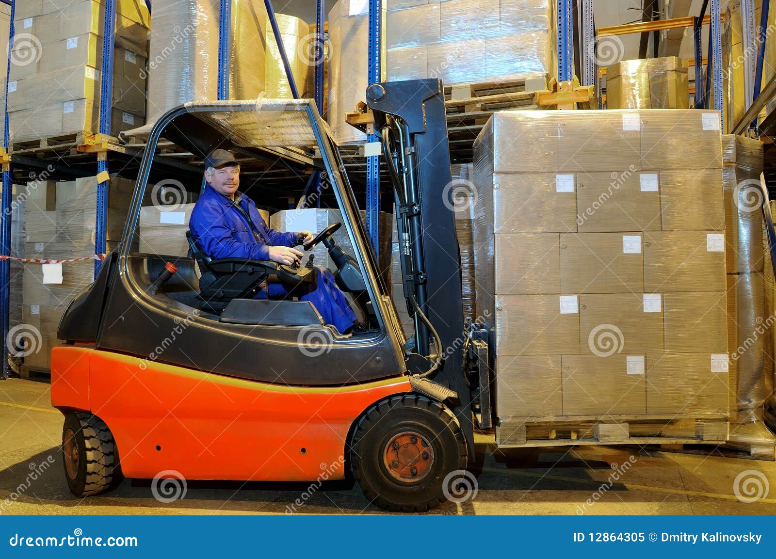 Forklift Loader Worker at Warehouse Stock Image - Image of industry ...