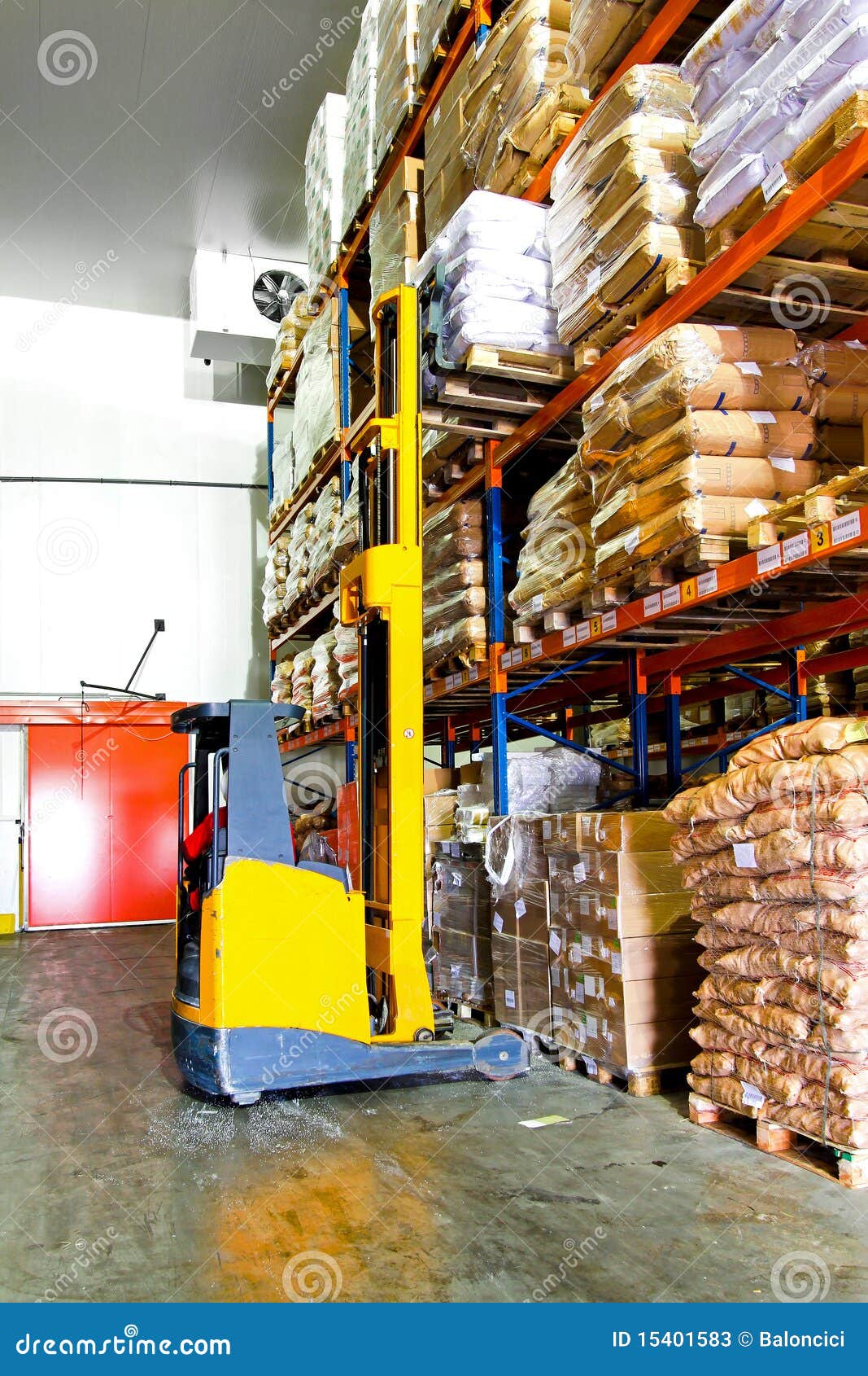 The Forklift Loading Pallet With A Forklift Into A Truck Stock ...