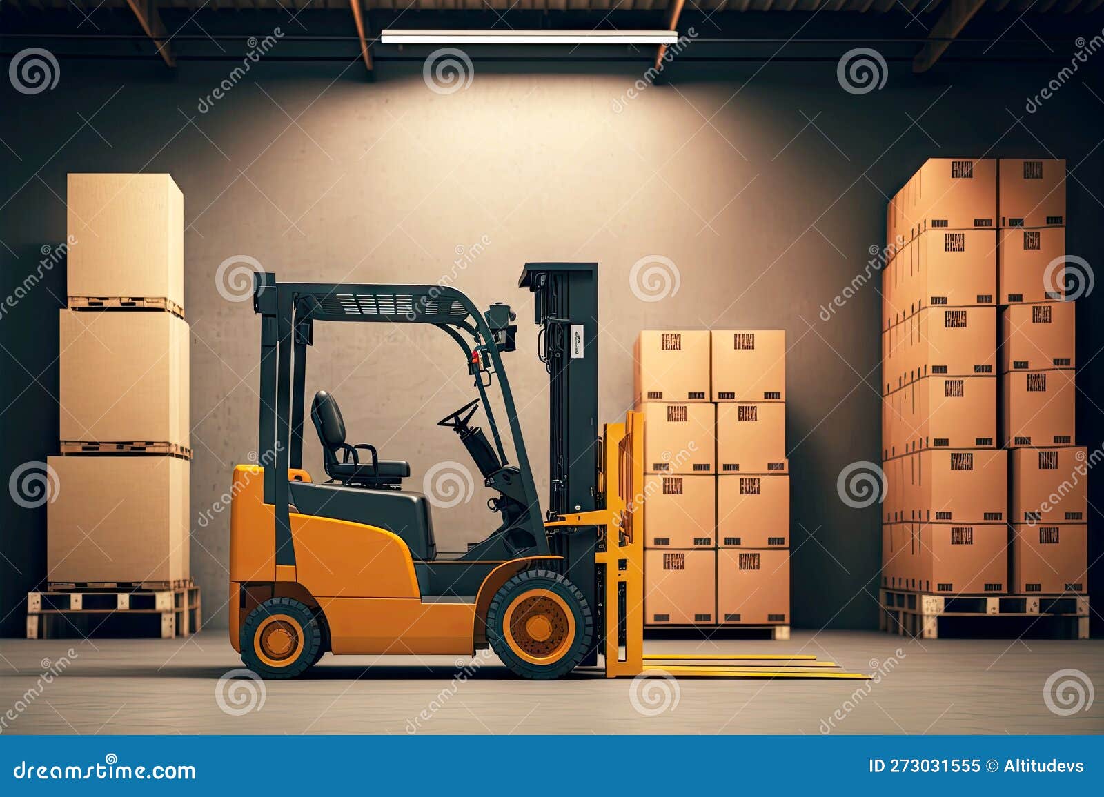 Forklift Loading Boxes with Goods in Stock Stock Image - Image of ...
