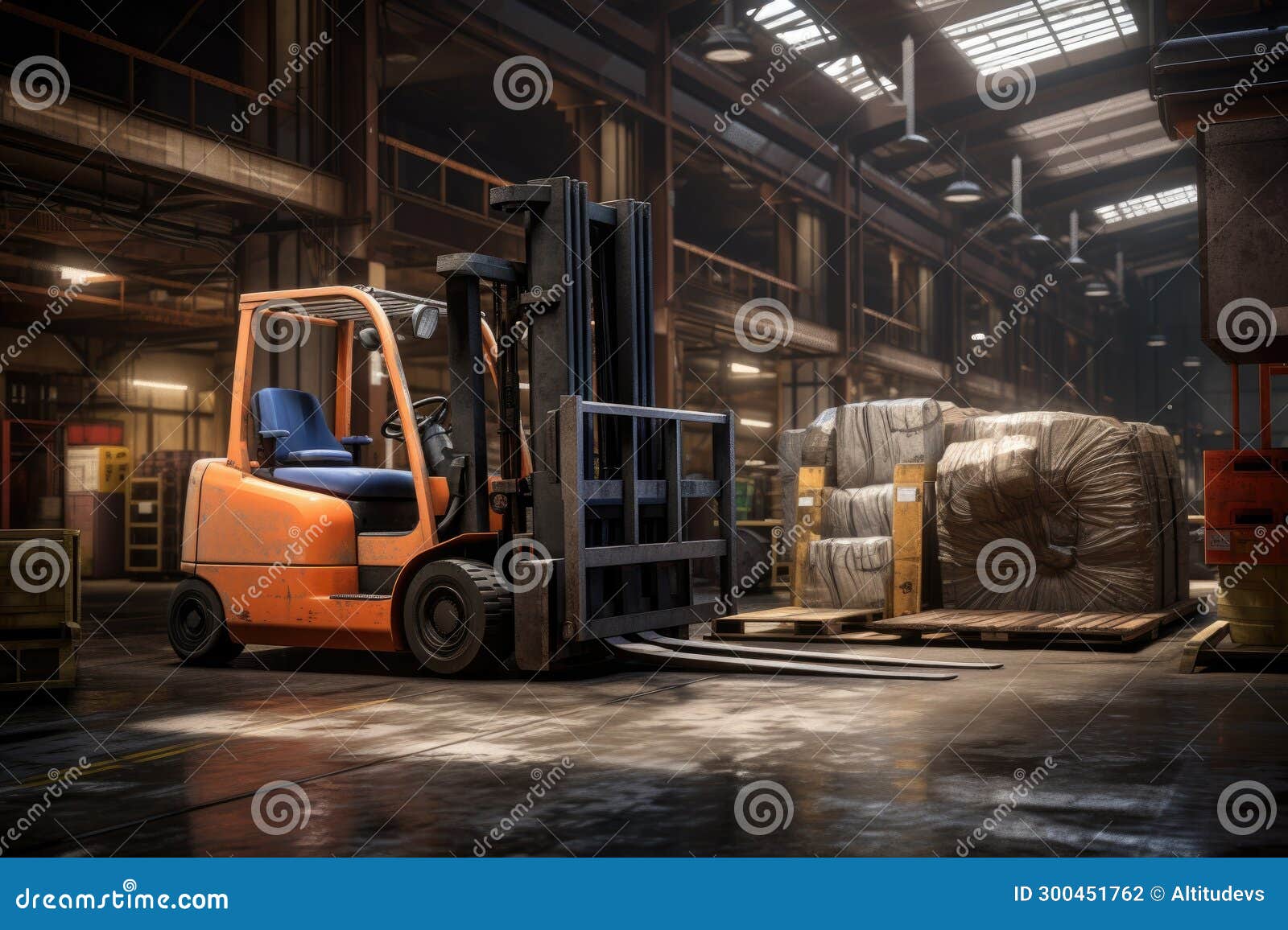 Forklift Loading a Truck for Delivery in an Industrial Warehouse Stock ...