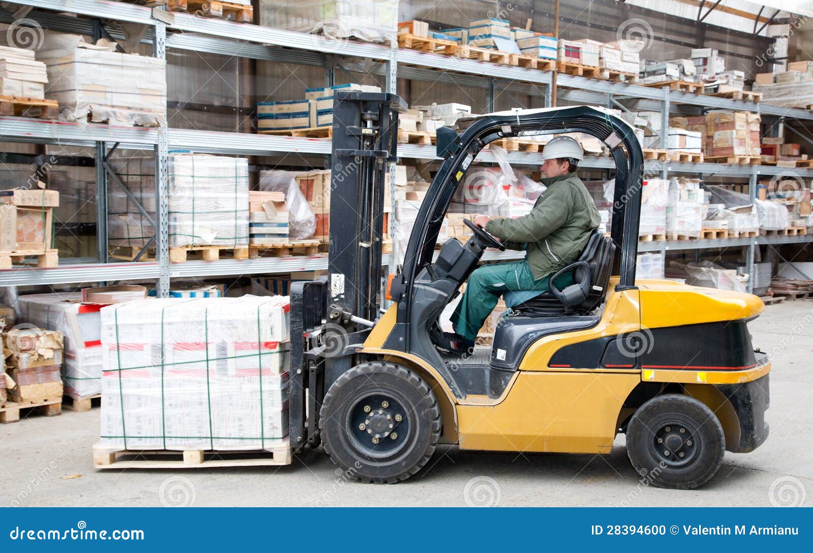 Forklift in Motion at Warehouse Stock Photo - Image of warehouse ...